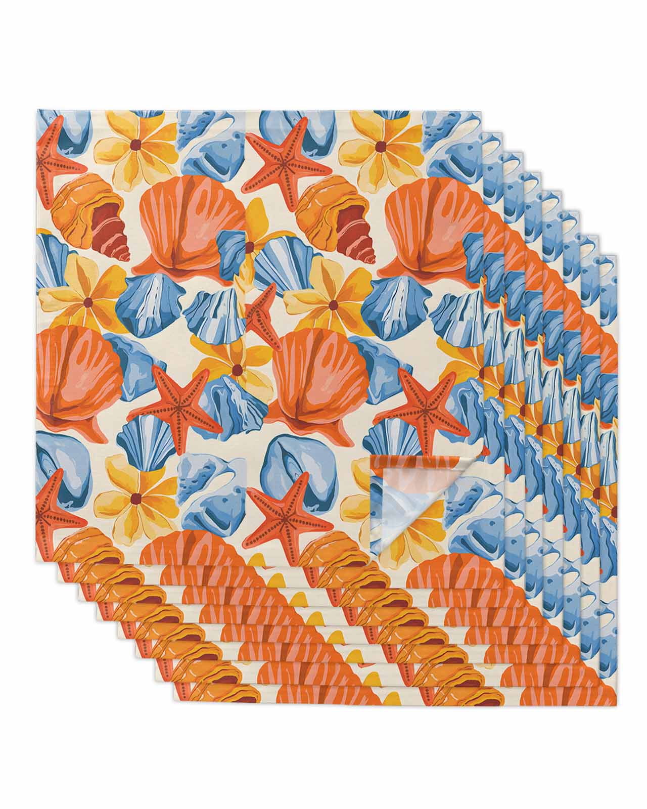 nqOlkjepod Orange Shell Starfish Cloth Napkins Set of 8 Reusable Dinner ...