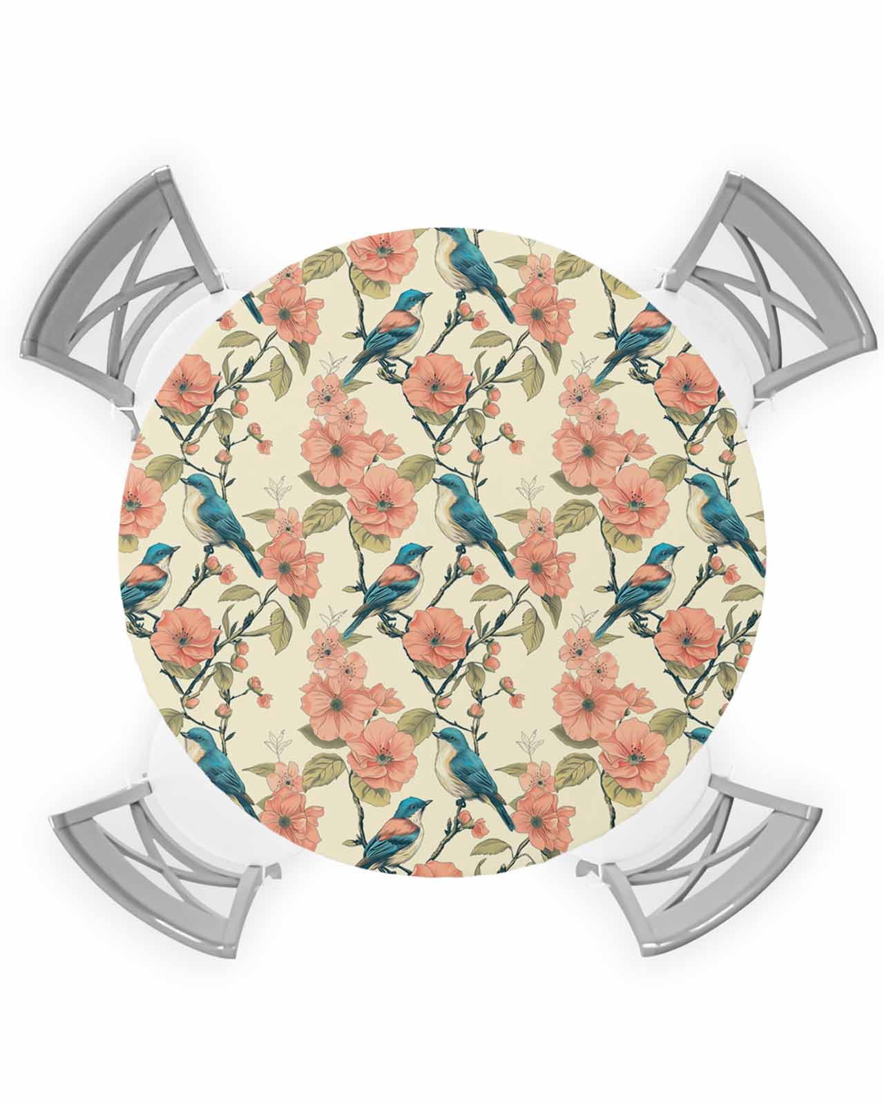 nqOlkjepod Orange Spring Floral Round Tablecloth, Fitted Table Cover ...
