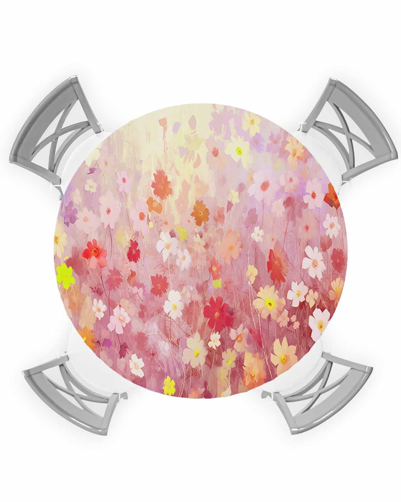 nqOlkjepod Orange Spring Floral Round Tablecloth, Fitted Table Cover ...
