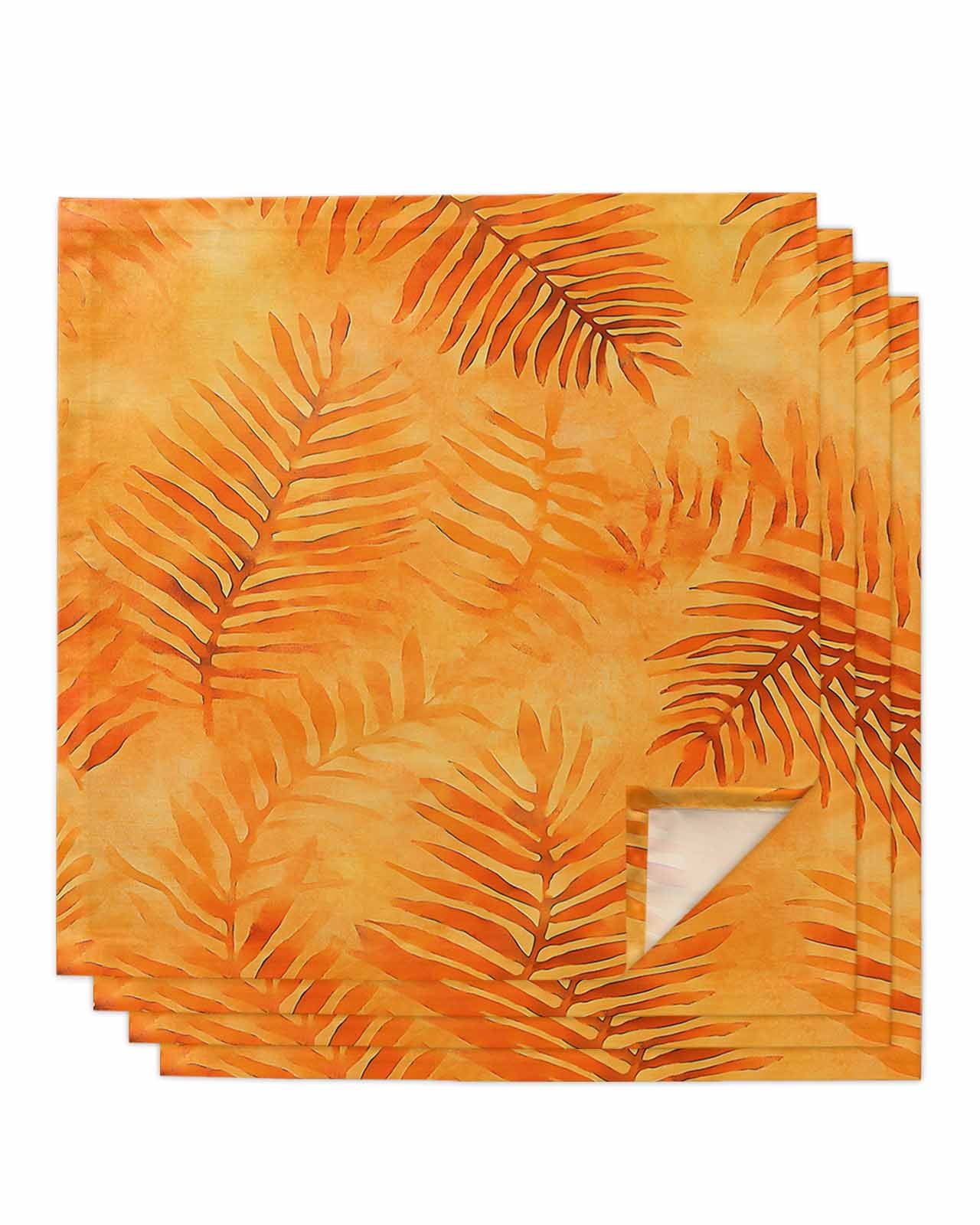 nqOlkjepod Orange Tropical Leaf Cloth Napkins Set of 4 Reusable Dinner ...