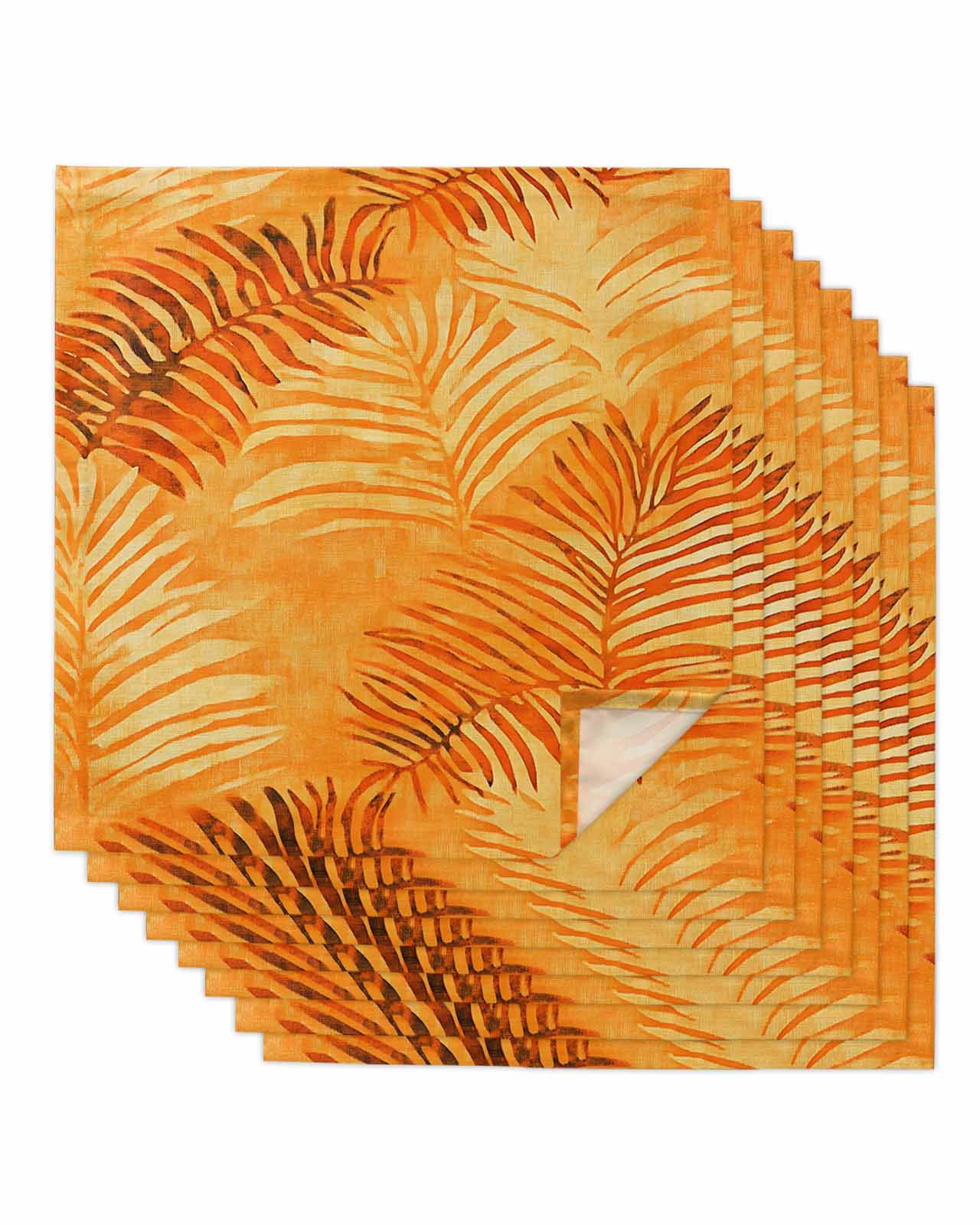 nqOlkjepod Orange Tropical Leaf Cloth Napkins Set of 8 Reusable Dinner ...