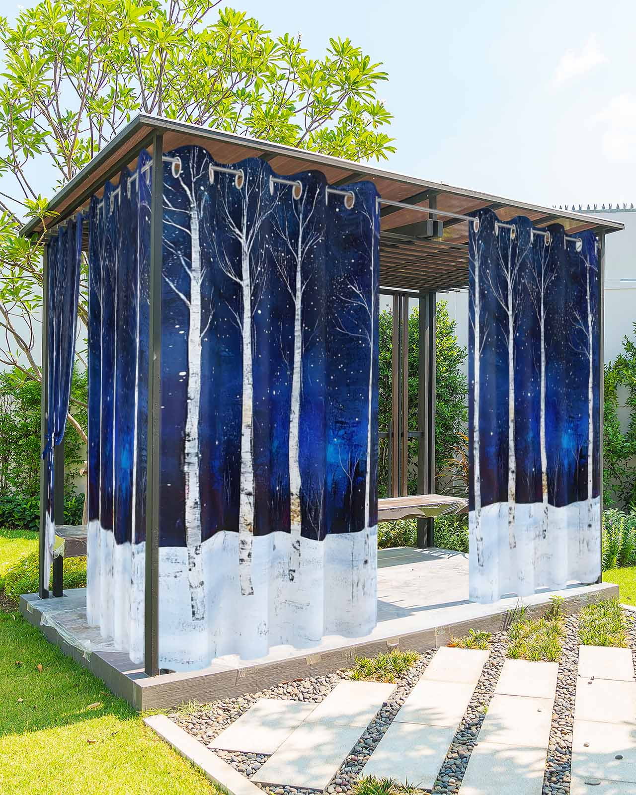 nqOlkjepod Outdoor Curtains for Patio Waterproof, Abstract Branch ...