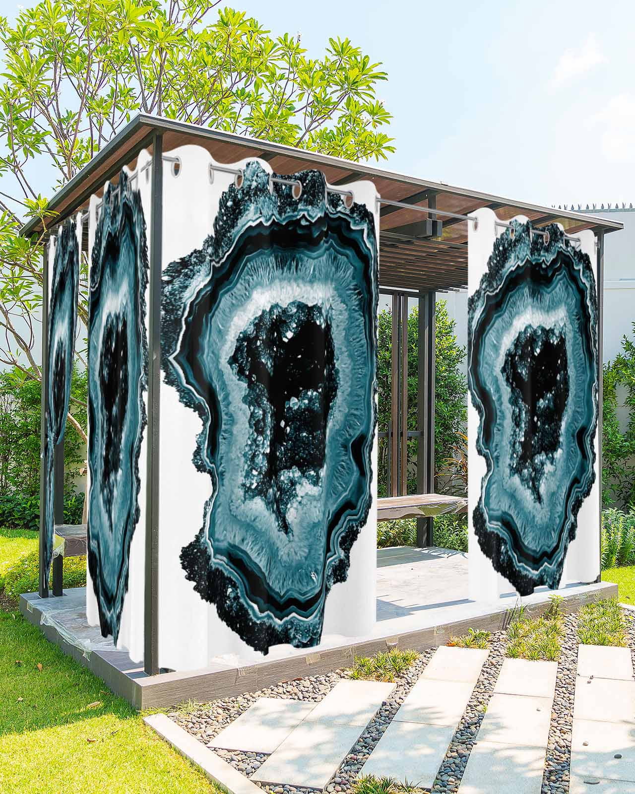 nqOlkjepod Outdoor Curtains for Patio Waterproof, Abstract Marble ...