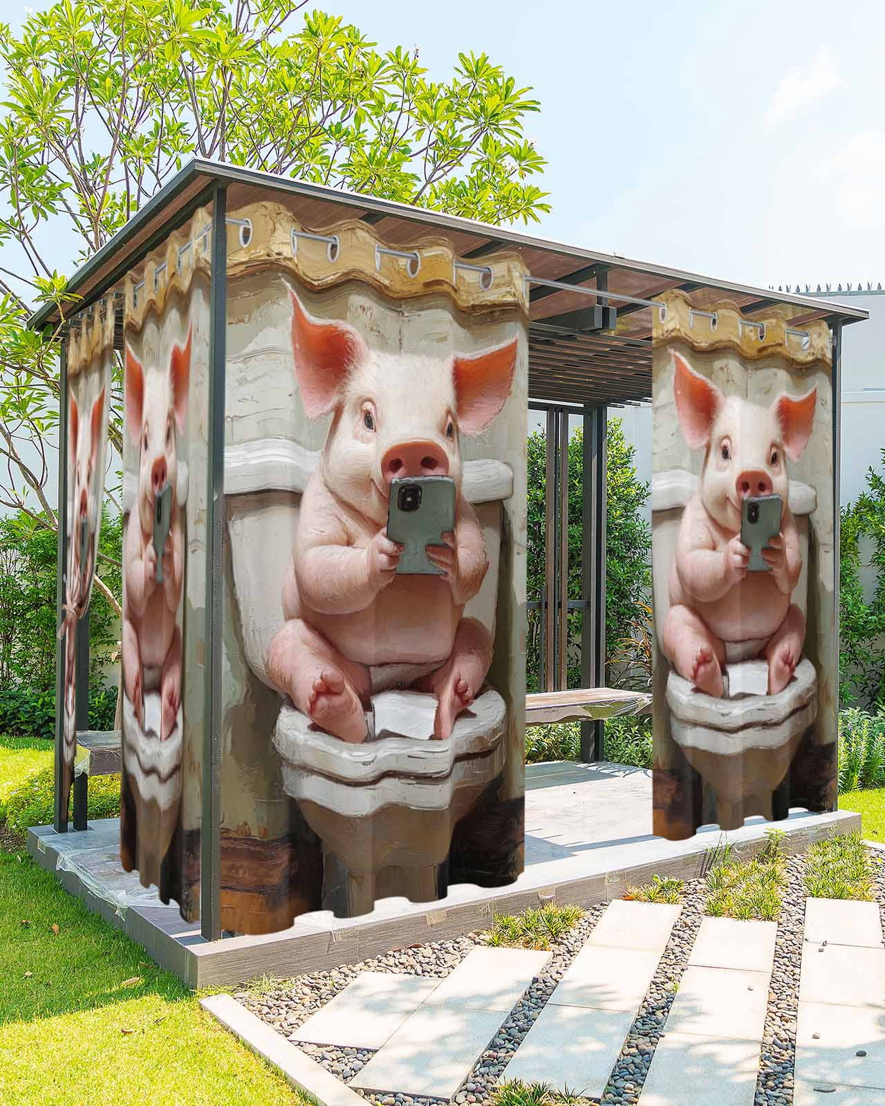 nqOlkjepod Outdoor Curtains for Patio Waterproof, Bathroom Pig Outdoor ...