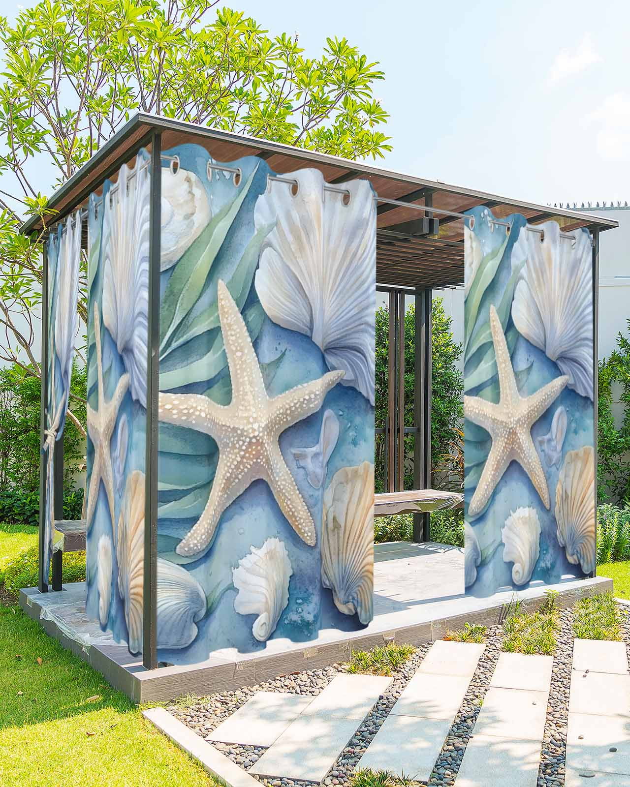 nqOlkjepod Outdoor Curtains for Patio Waterproof, Beach Coastal Outdoor ...