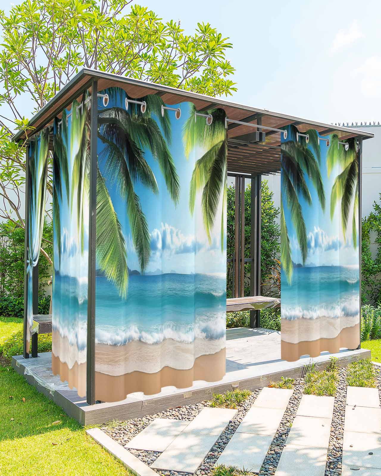 nqOlkjepod Outdoor Curtains for Patio Waterproof, Beach Ocean Outdoor ...