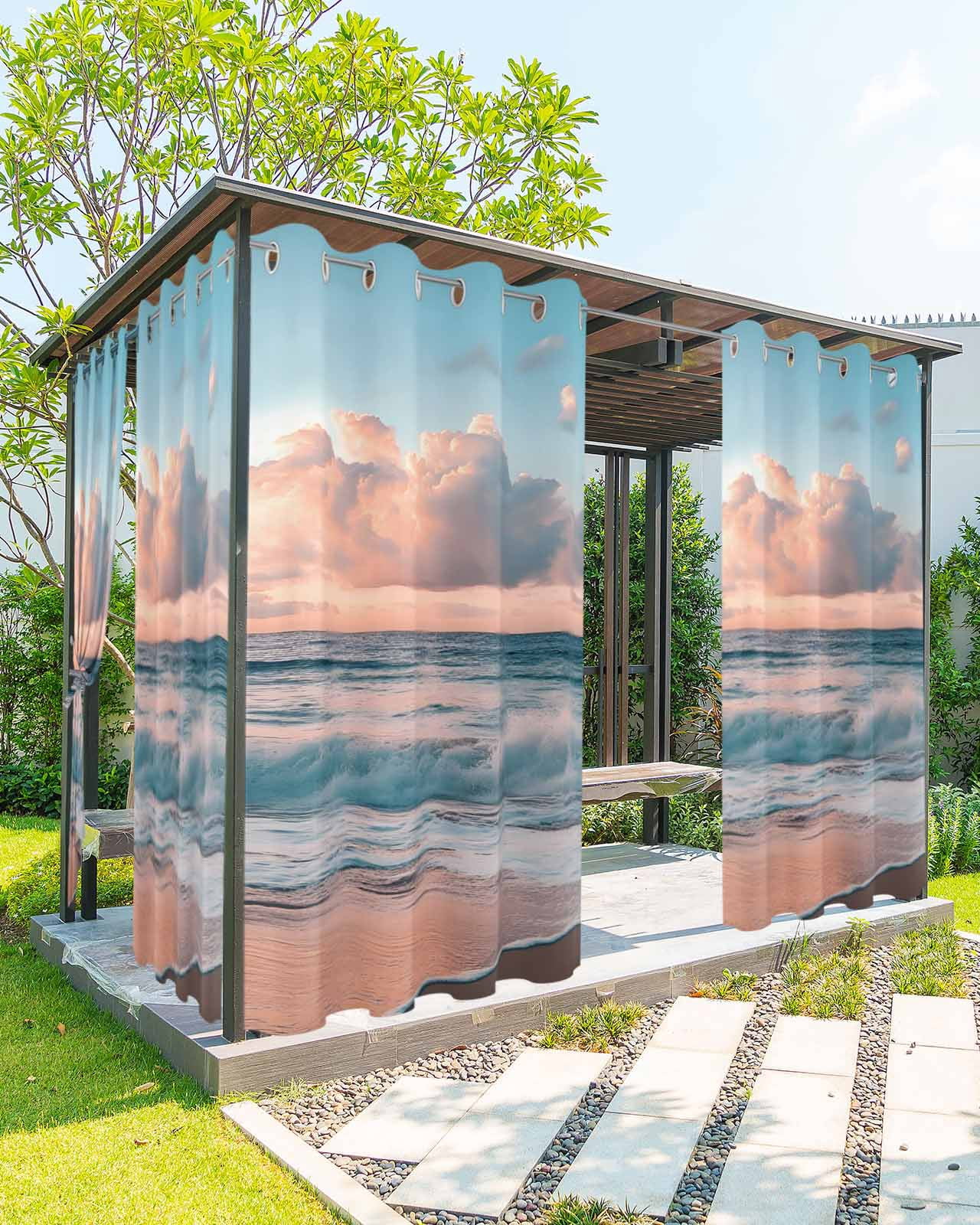 nqOlkjepod Outdoor Curtains for Patio Waterproof, Beach Ocean Outdoor ...