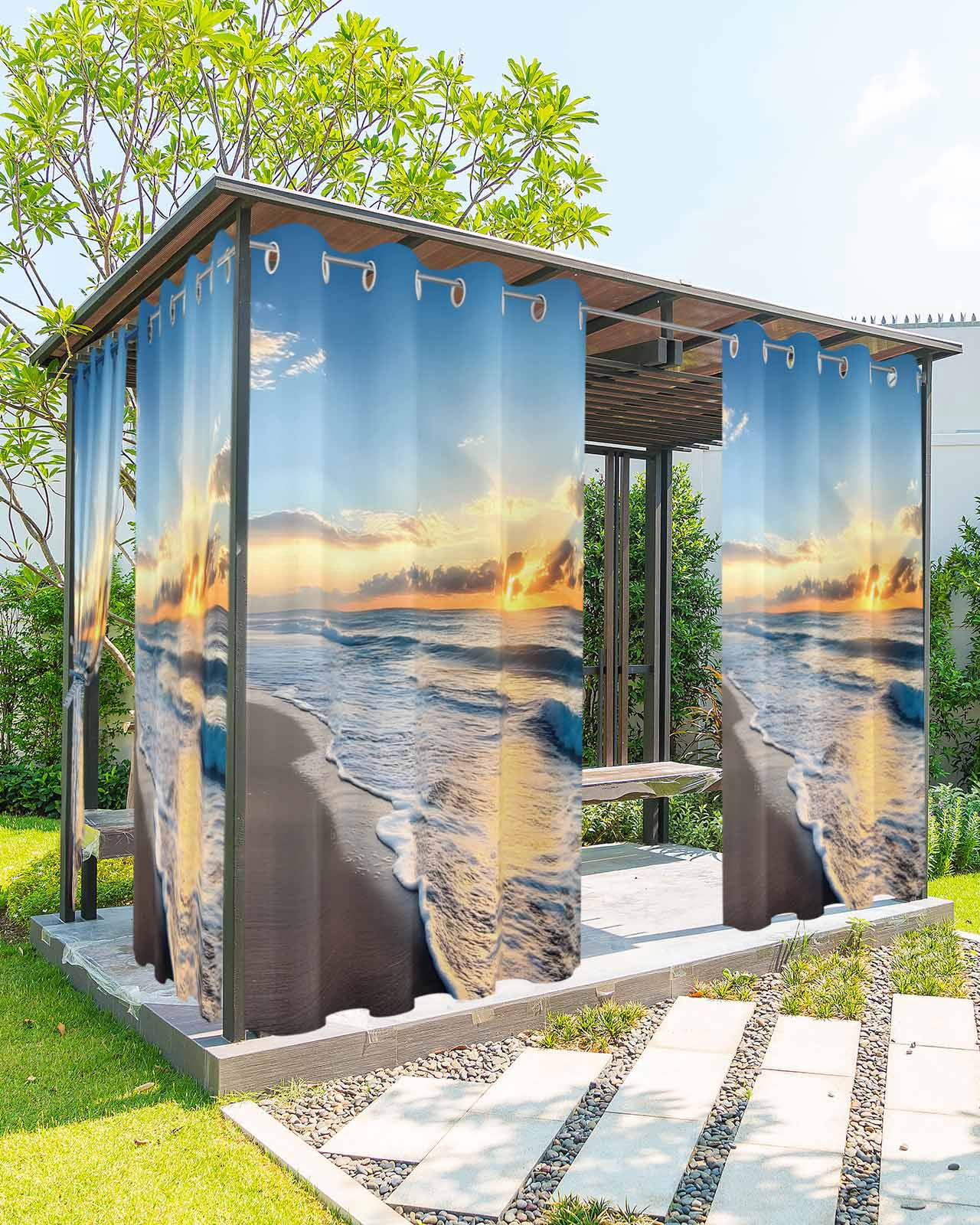 nqOlkjepod Outdoor Curtains for Patio Waterproof, Beach Ocean Outdoor ...