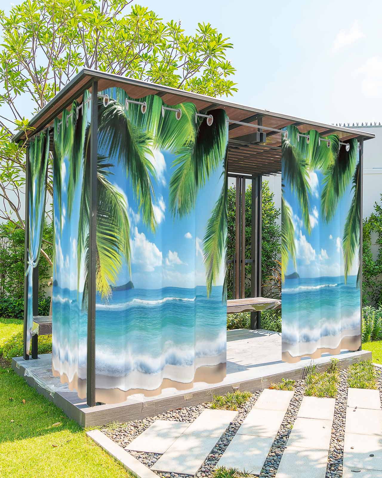nqOlkjepod Outdoor Curtains for Patio Waterproof, Beach Ocean Waves ...