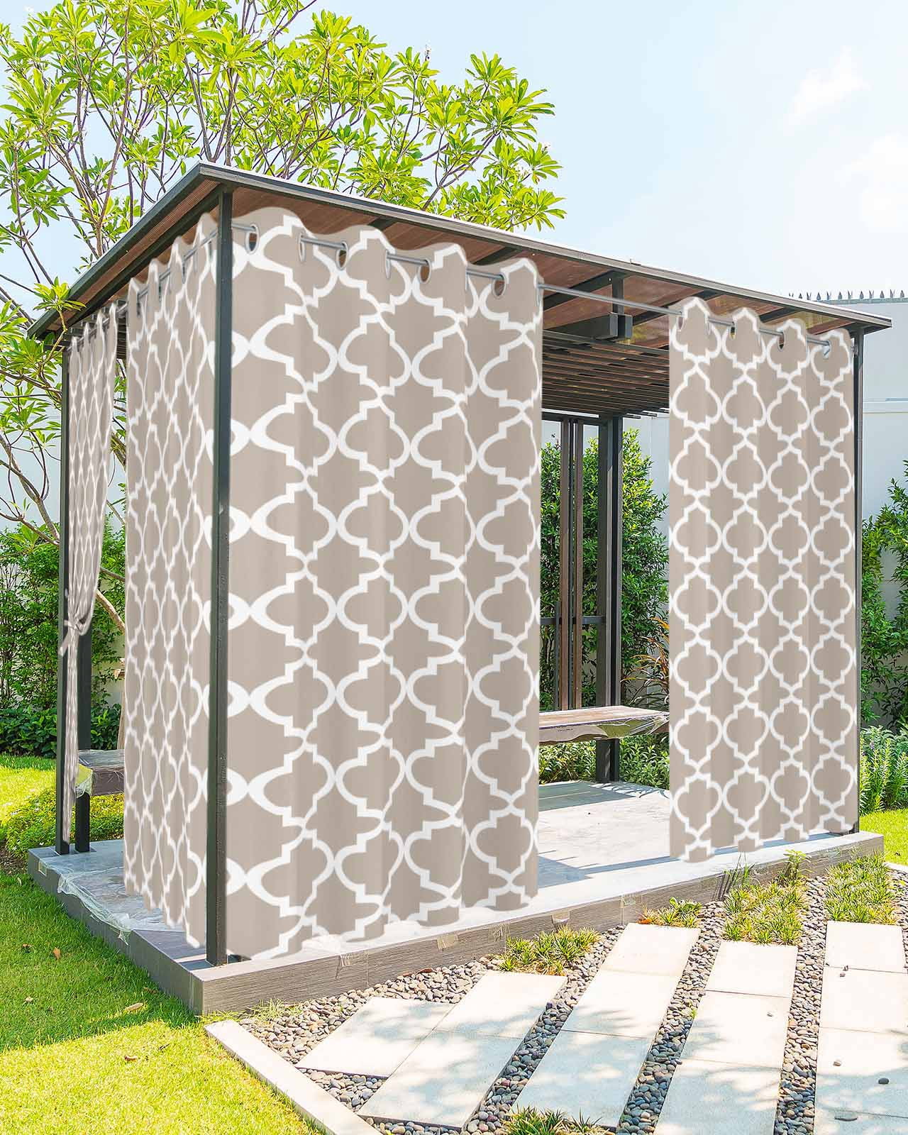 nqOlkjepod Outdoor Curtains for Patio Waterproof, Beige Moroccon ...