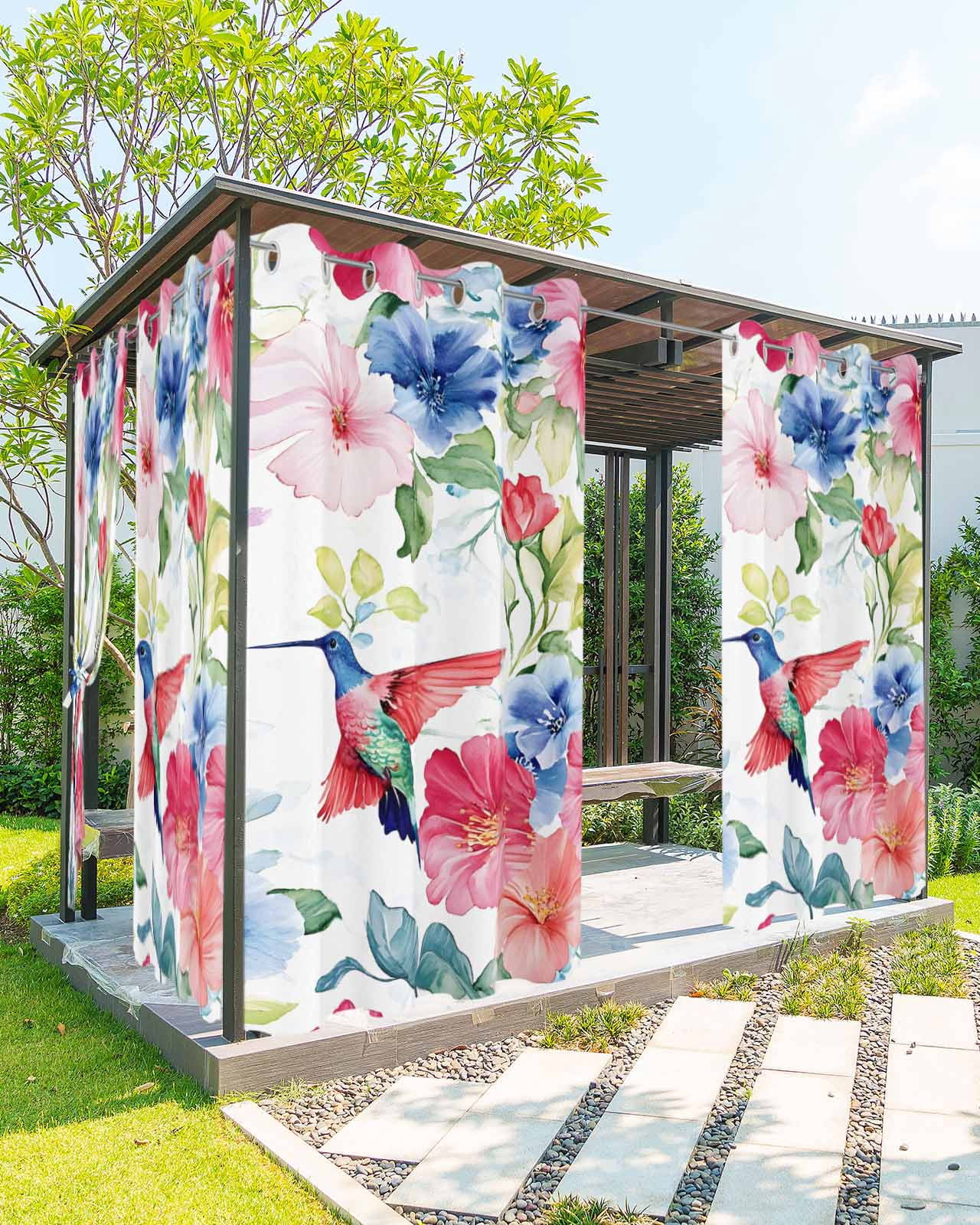 nqOlkjepod Outdoor Curtains for Patio Waterproof, Blooming Pink Floral ...