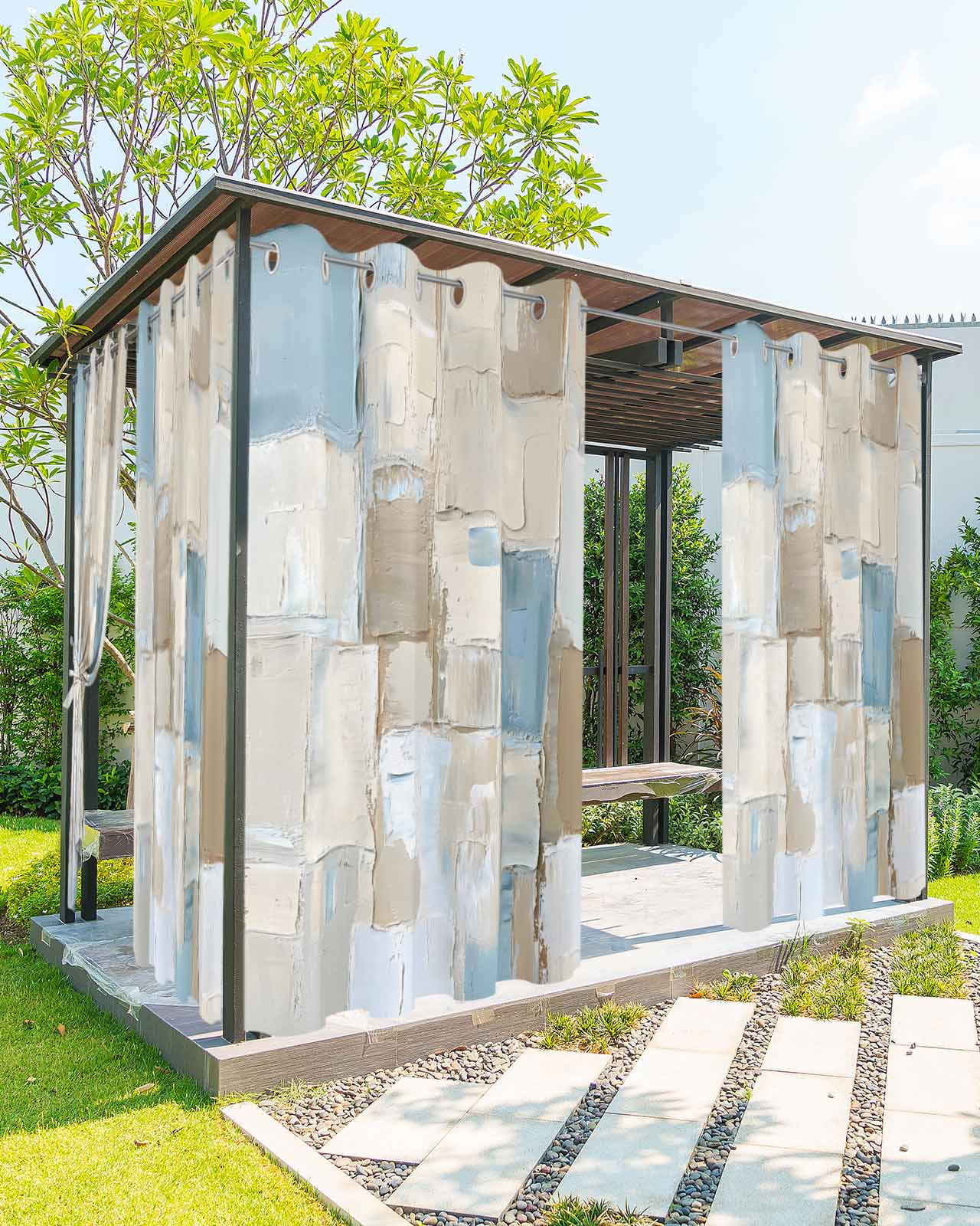 nqOlkjepod Outdoor Curtains for Patio Waterproof, Blue Brown Color ...