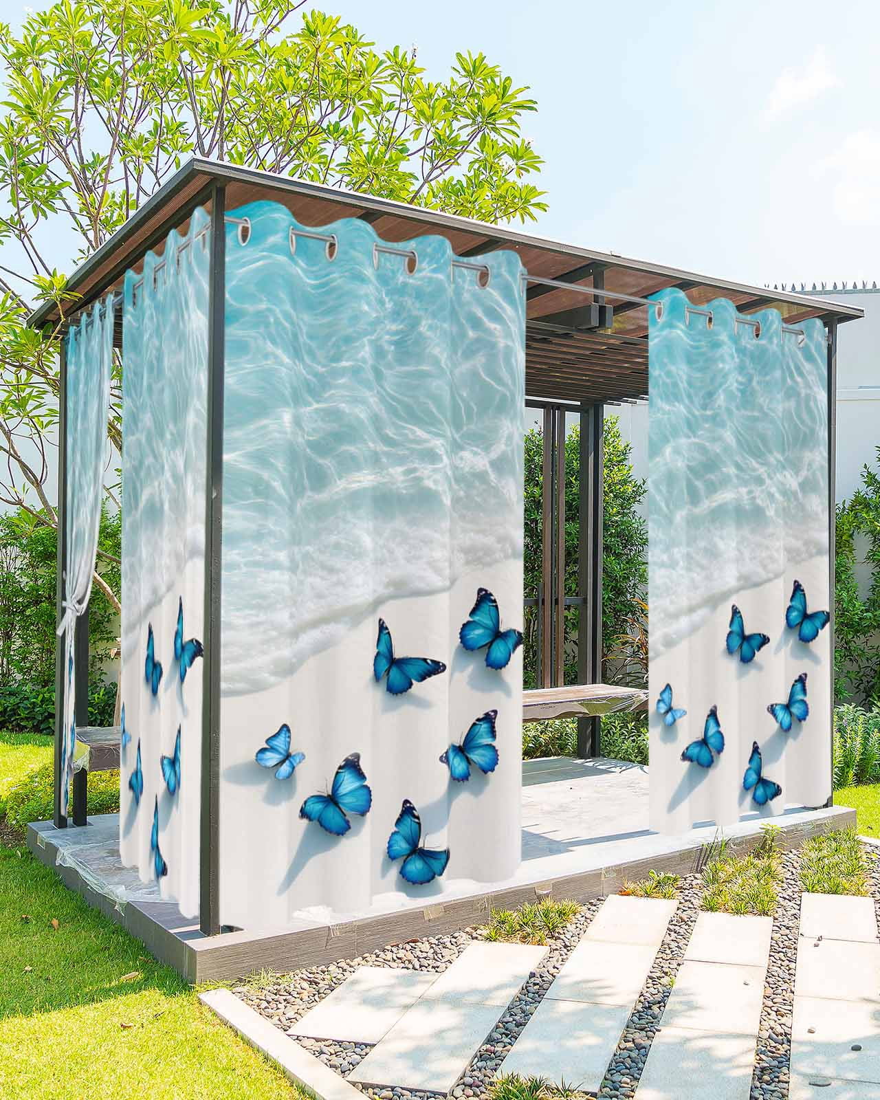 nqOlkjepod Outdoor Curtains for Patio Waterproof, Blue Butterfly ...