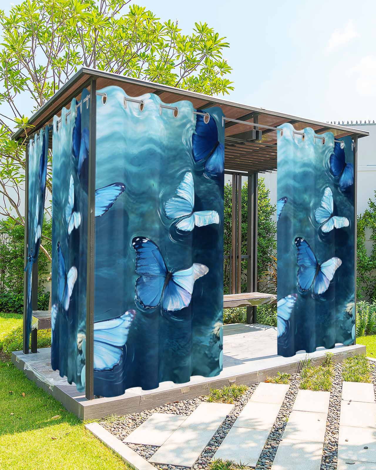 nqOlkjepod Outdoor Curtains for Patio Waterproof, Blue Butterfly ...