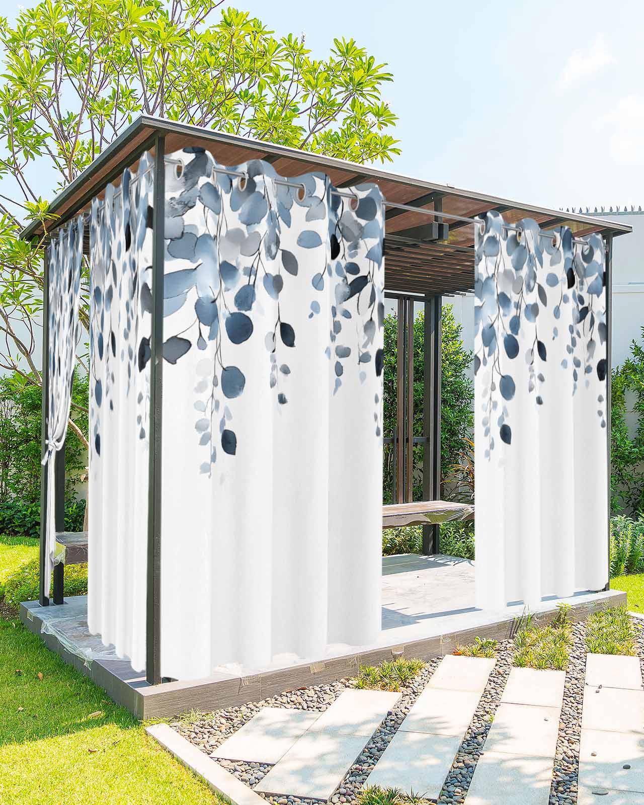 nqOlkjepod Outdoor Curtains for Patio Waterproof, Blue Eucalyptus ...