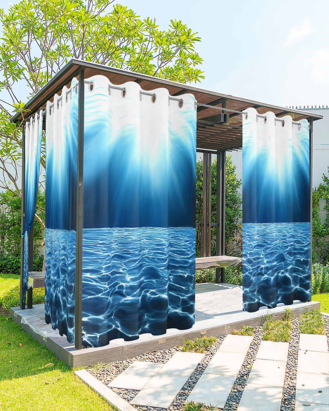nqOlkjepod Outdoor Curtains for Patio Waterproof, Blue Ocean Outdoor ...