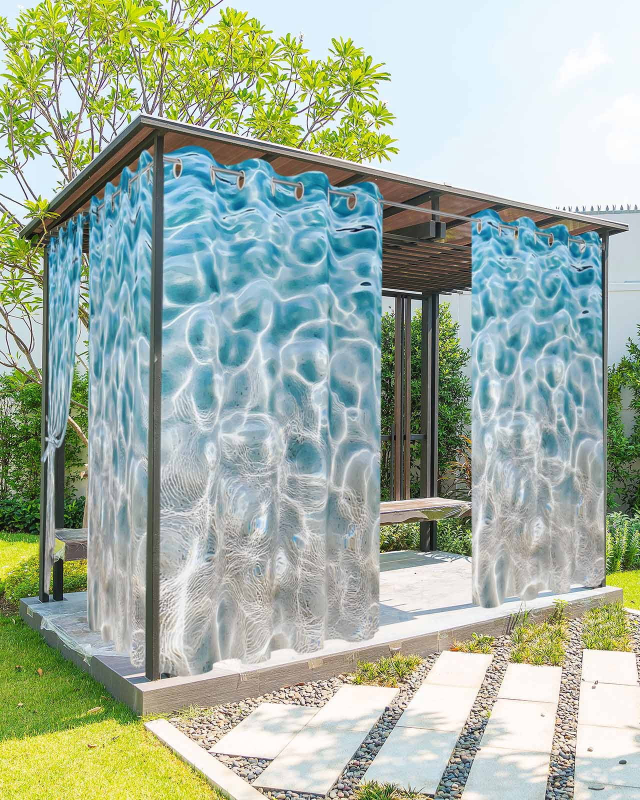 nqOlkjepod Outdoor Curtains for Patio Waterproof, Blue Ocean Outdoor ...