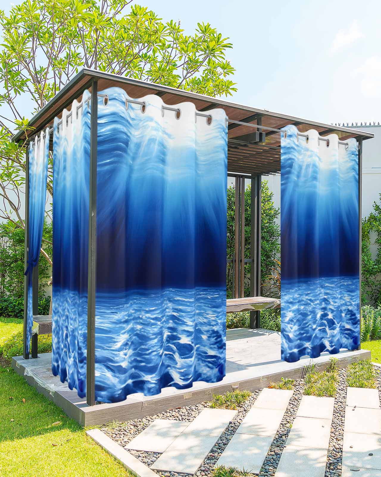 nqOlkjepod Outdoor Curtains for Patio Waterproof, Blue Ocean Outdoor ...