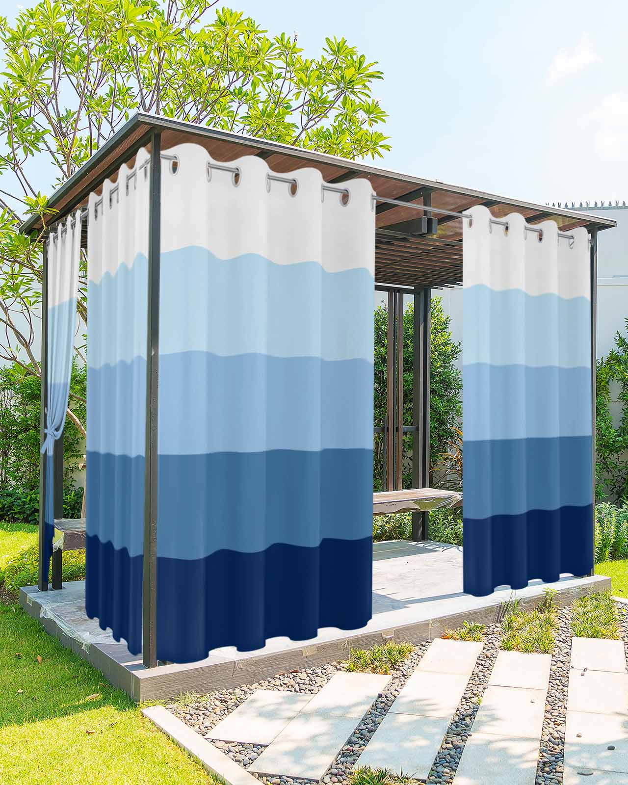 nqOlkjepod Outdoor Curtains for Patio Waterproof, Blue Ombre Outdoor ...