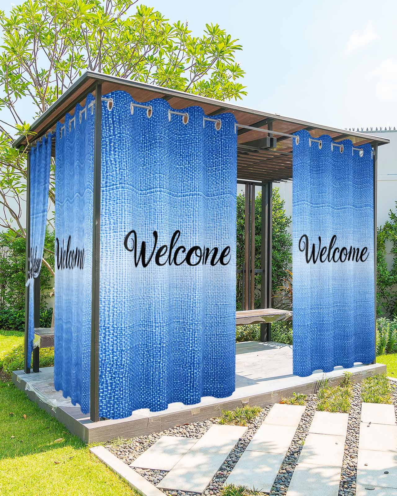 nqOlkjepod Outdoor Curtains for Patio Waterproof, Blue Ombre Outdoor ...