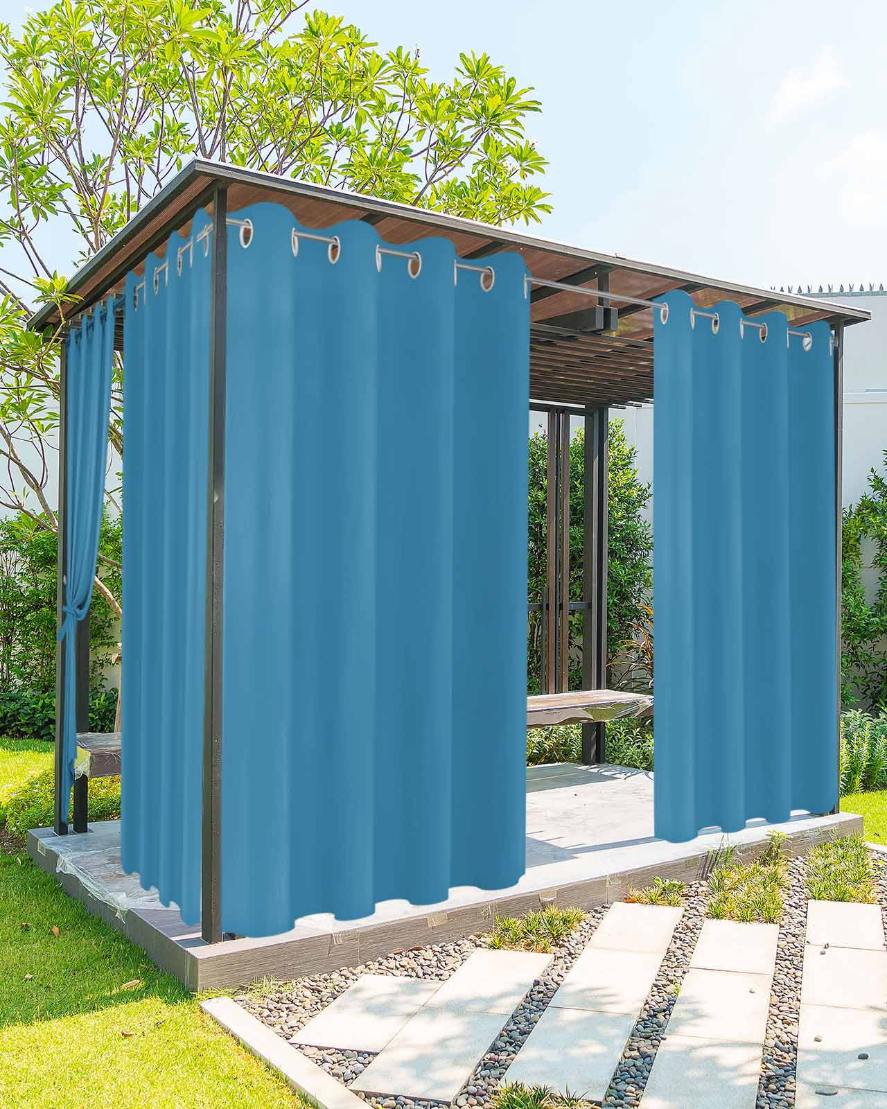 nqOlkjepod Outdoor Curtains for Patio Waterproof, Blue Outdoor Privacy ...