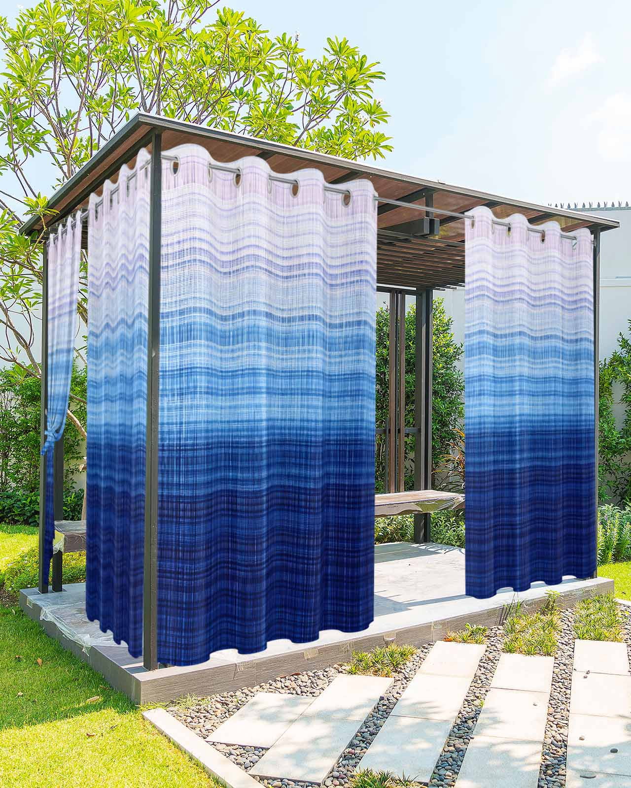 nqOlkjepod Outdoor Curtains for Patio Waterproof, Blue Pink Ombre ...