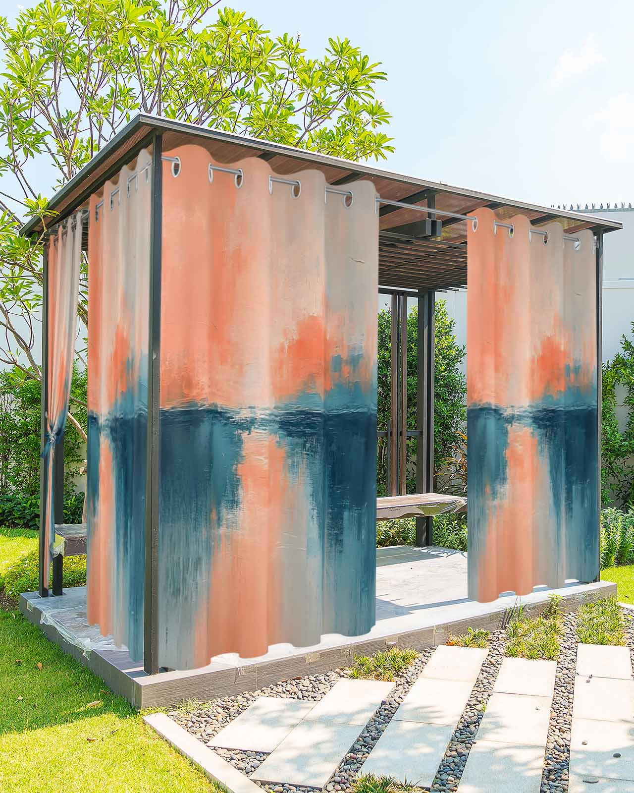 nqOlkjepod Outdoor Curtains for Patio Waterproof, Blue Pink Ombre ...