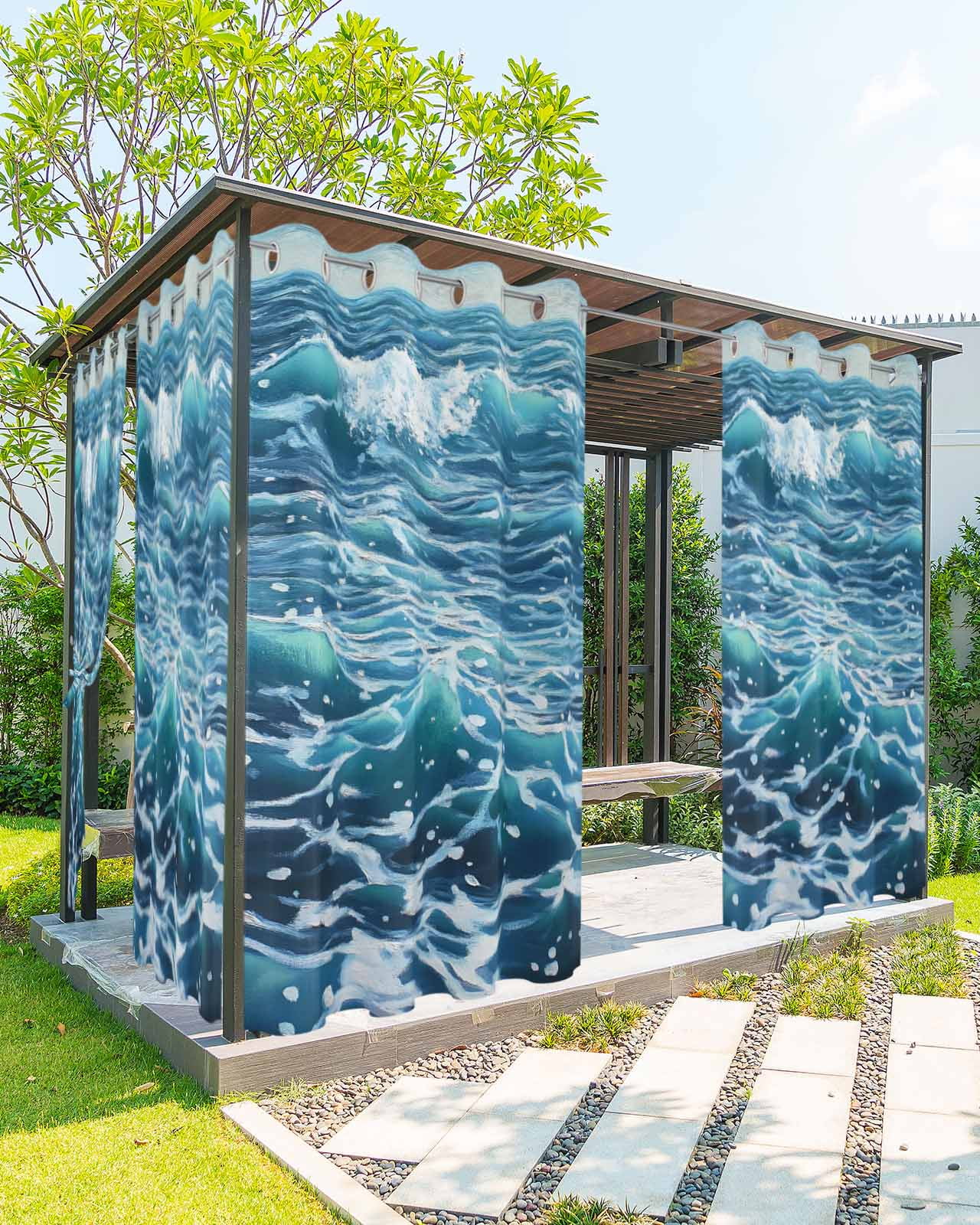 nqOlkjepod Outdoor Curtains for Patio Waterproof, Blue Teal Coastal ...