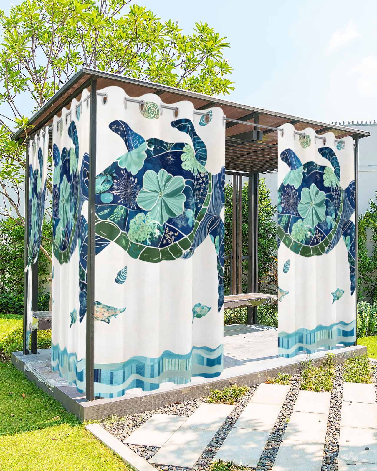 nqOlkjepod Outdoor Curtains for Patio Waterproof, Blue Teal Coastal ...