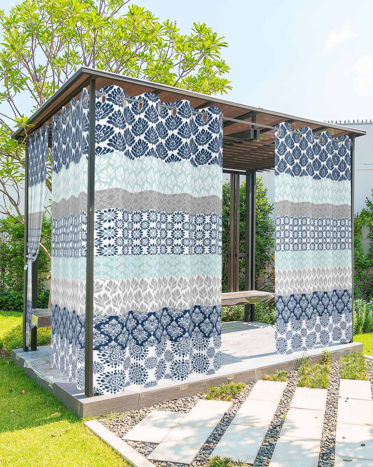 nqOlkjepod Outdoor Curtains for Patio Waterproof, Boho Blue Aqua ...
