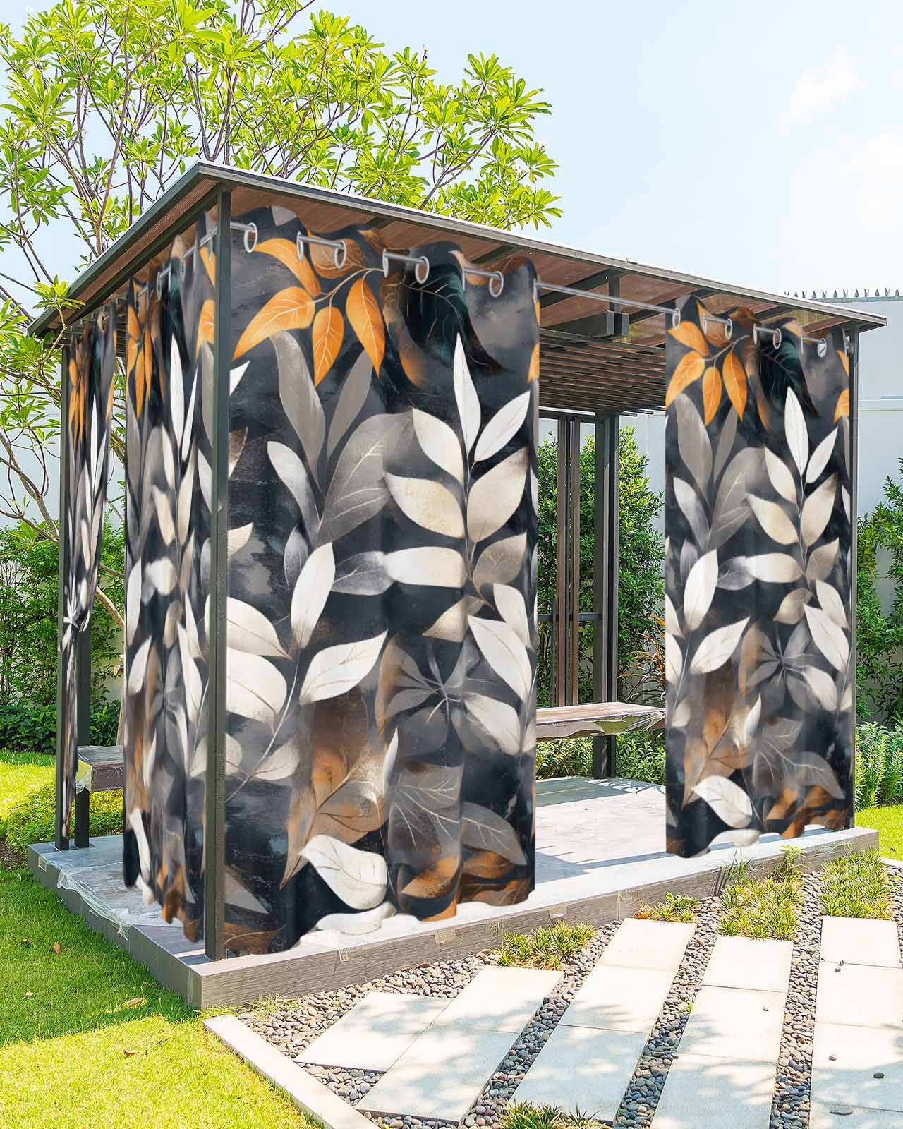 nqOlkjepod Outdoor Curtains for Patio Waterproof, Botanical Leaves ...