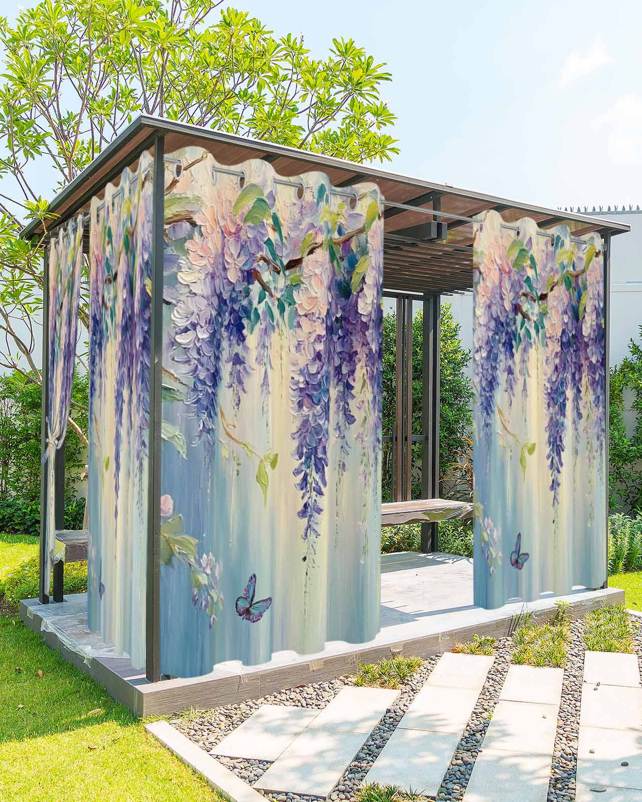 nqOlkjepod Outdoor Curtains for Patio Waterproof, Botanical Purple ...