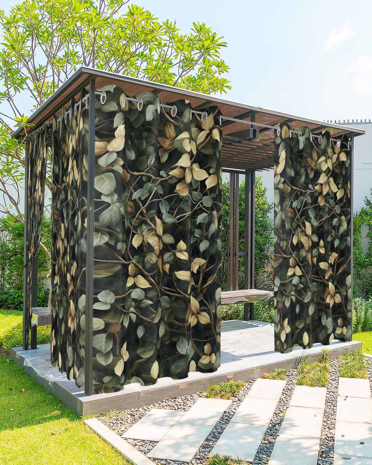 nqOlkjepod Outdoor Curtains for Patio Waterproof, Branches Green Leaves ...
