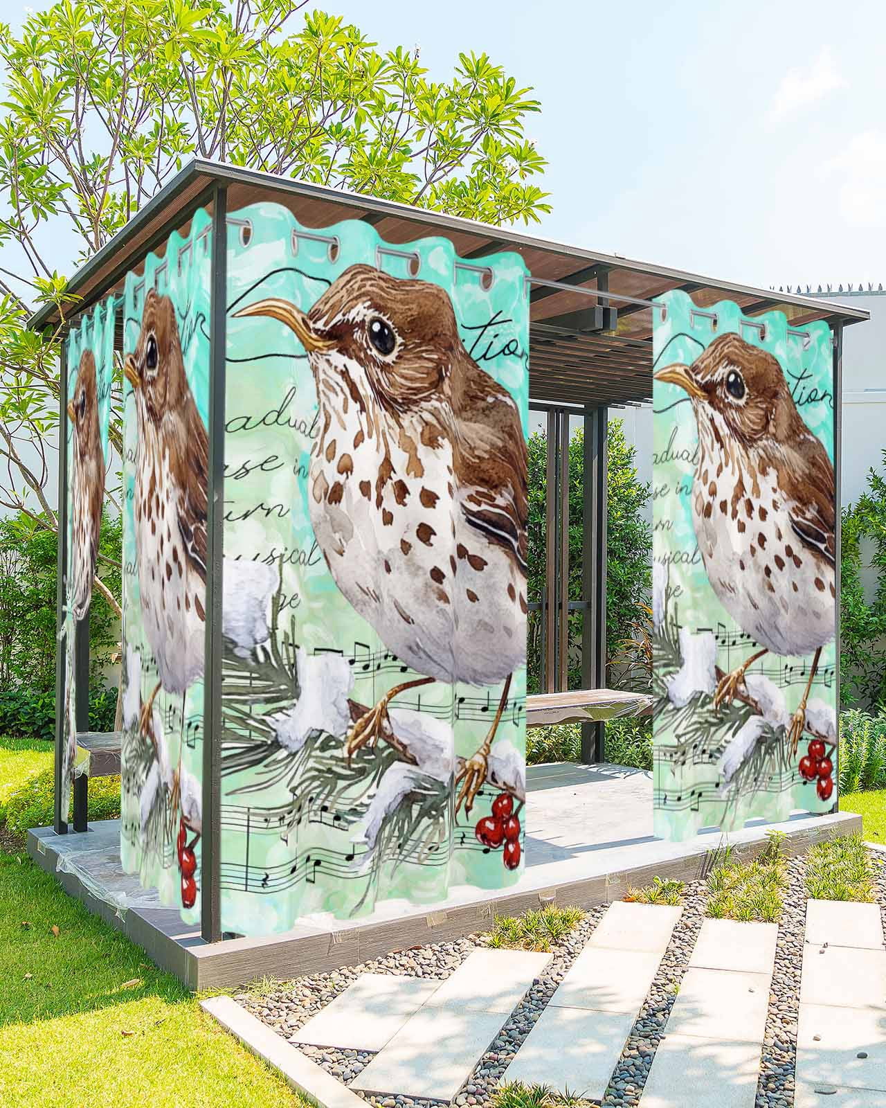 nqOlkjepod Outdoor Curtains for Patio Waterproof, Brown Bird Outdoor ...