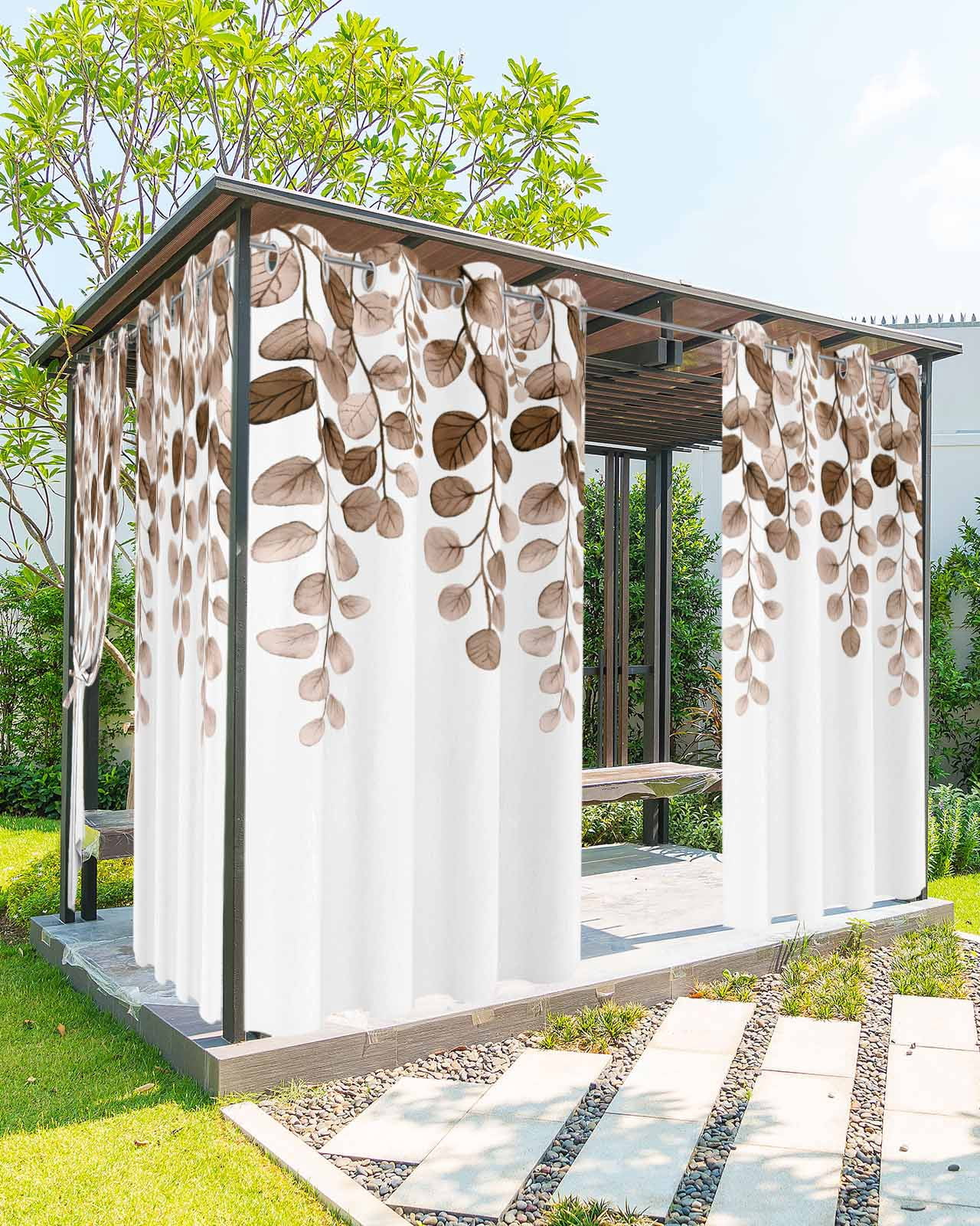 nqOlkjepod Outdoor Curtains for Patio Waterproof, Brown Eucalyptus ...