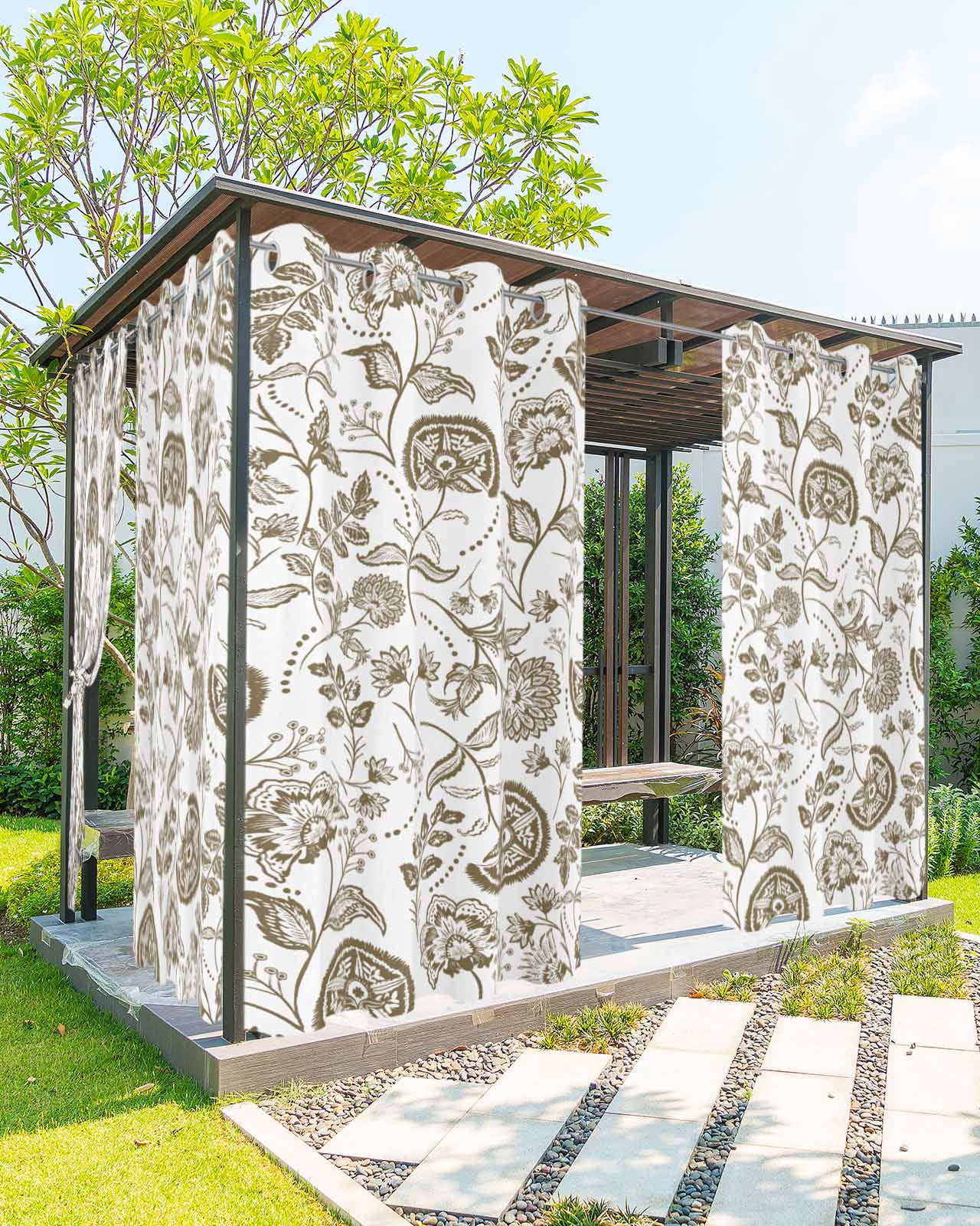 nqOlkjepod Outdoor Curtains for Patio Waterproof, Brown Farmhouse ...