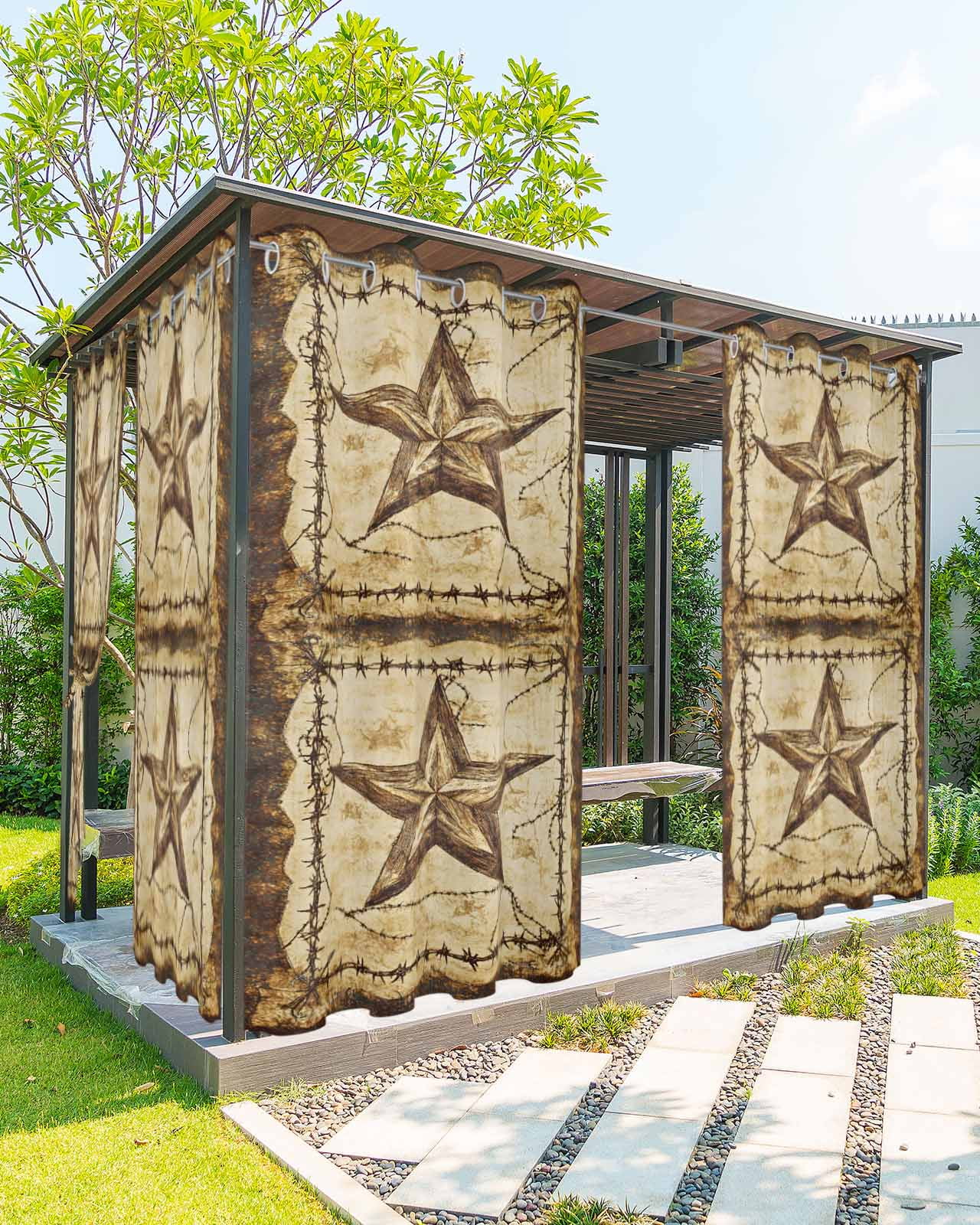nqOlkjepod Outdoor Curtains for Patio Waterproof, Brown Texas Star ...