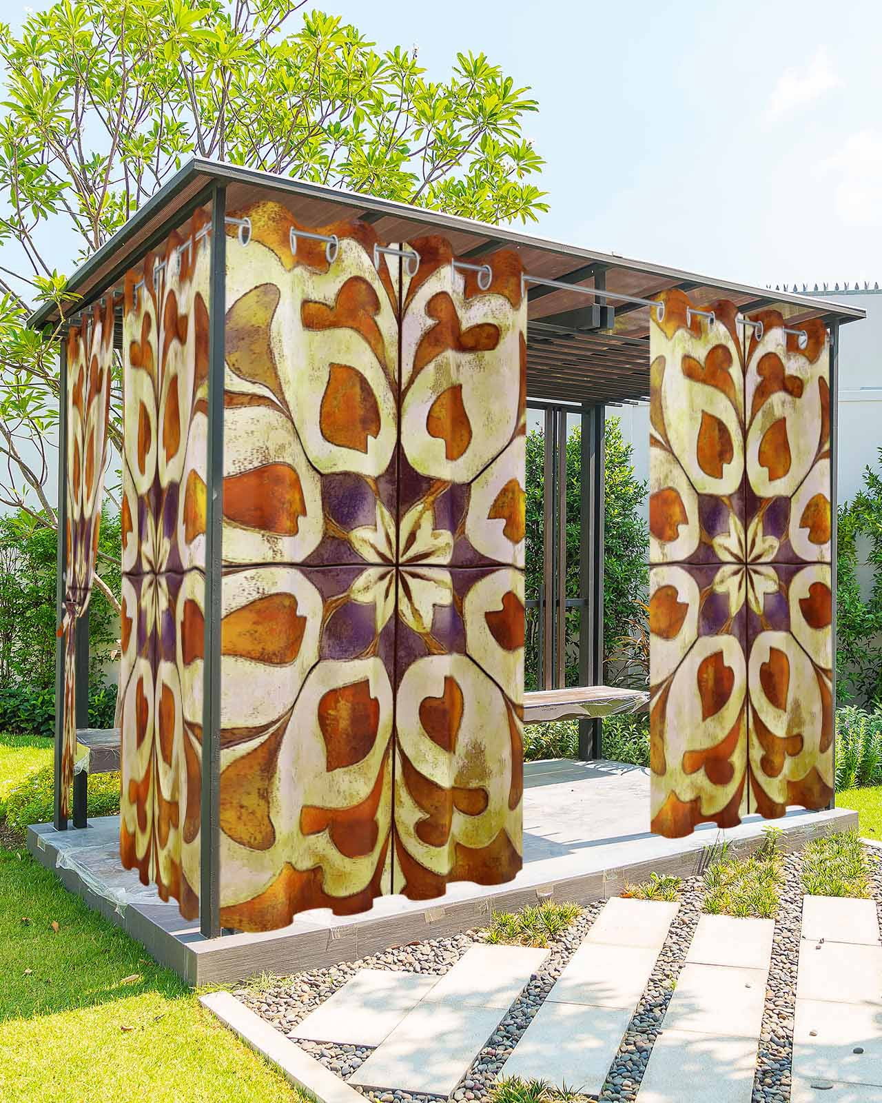 nqOlkjepod Outdoor Curtains for Patio Waterproof, Burnt Orange Yellow ...