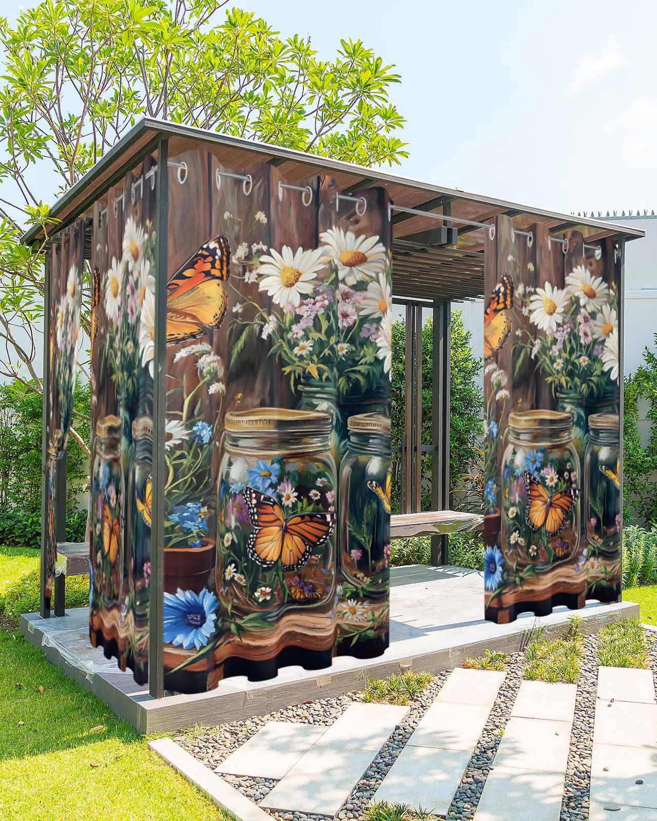 nqOlkjepod Outdoor Curtains for Patio Waterproof, Butterfly Floral ...