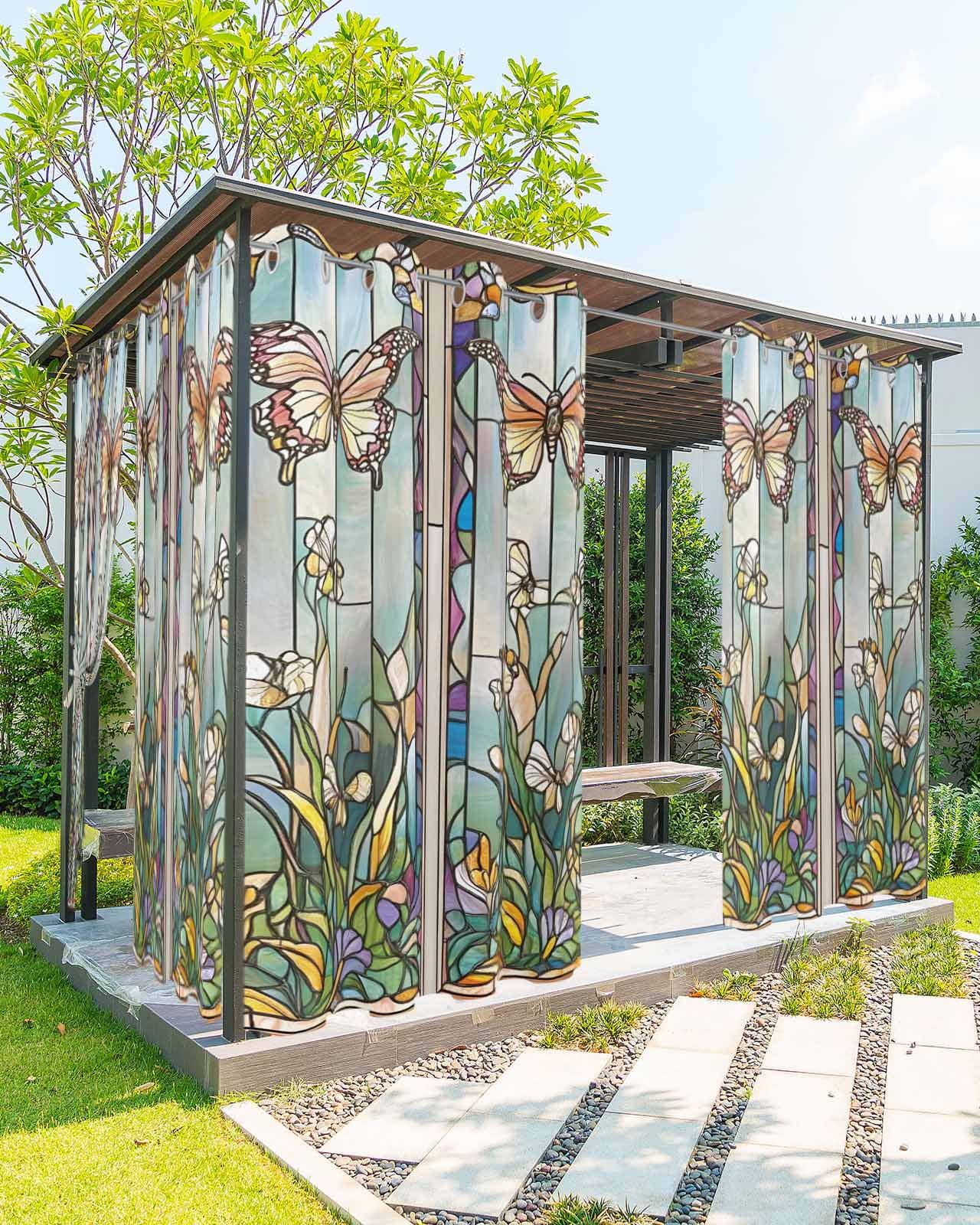 nqOlkjepod Outdoor Curtains for Patio Waterproof, Butterfly Stained ...