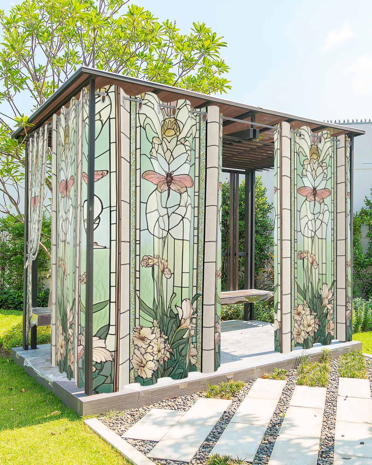 nqOlkjepod Outdoor Curtains for Patio Waterproof, Butterfly Stained ...