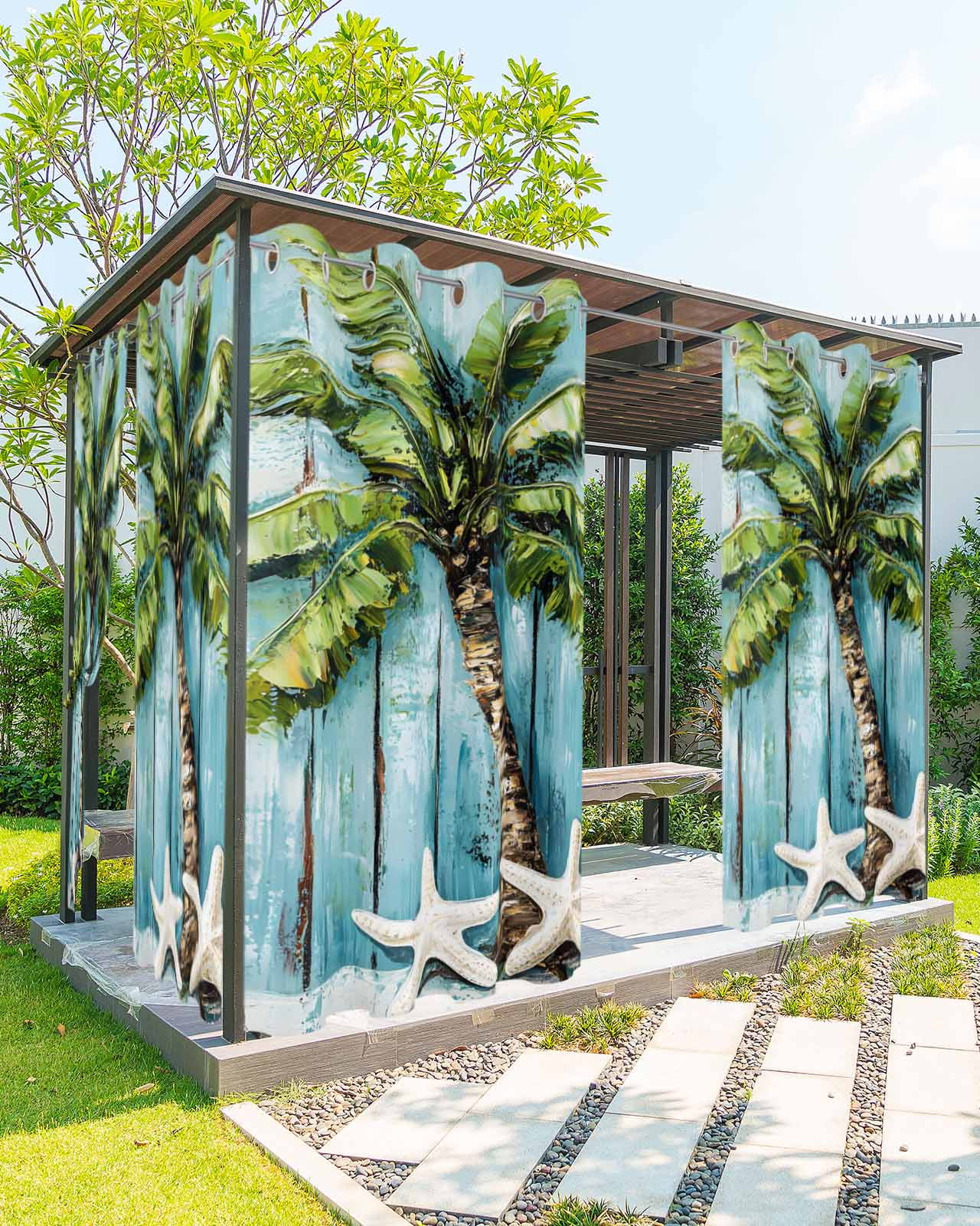 nqOlkjepod Outdoor Curtains for Patio Waterproof, Coastal Beach ...