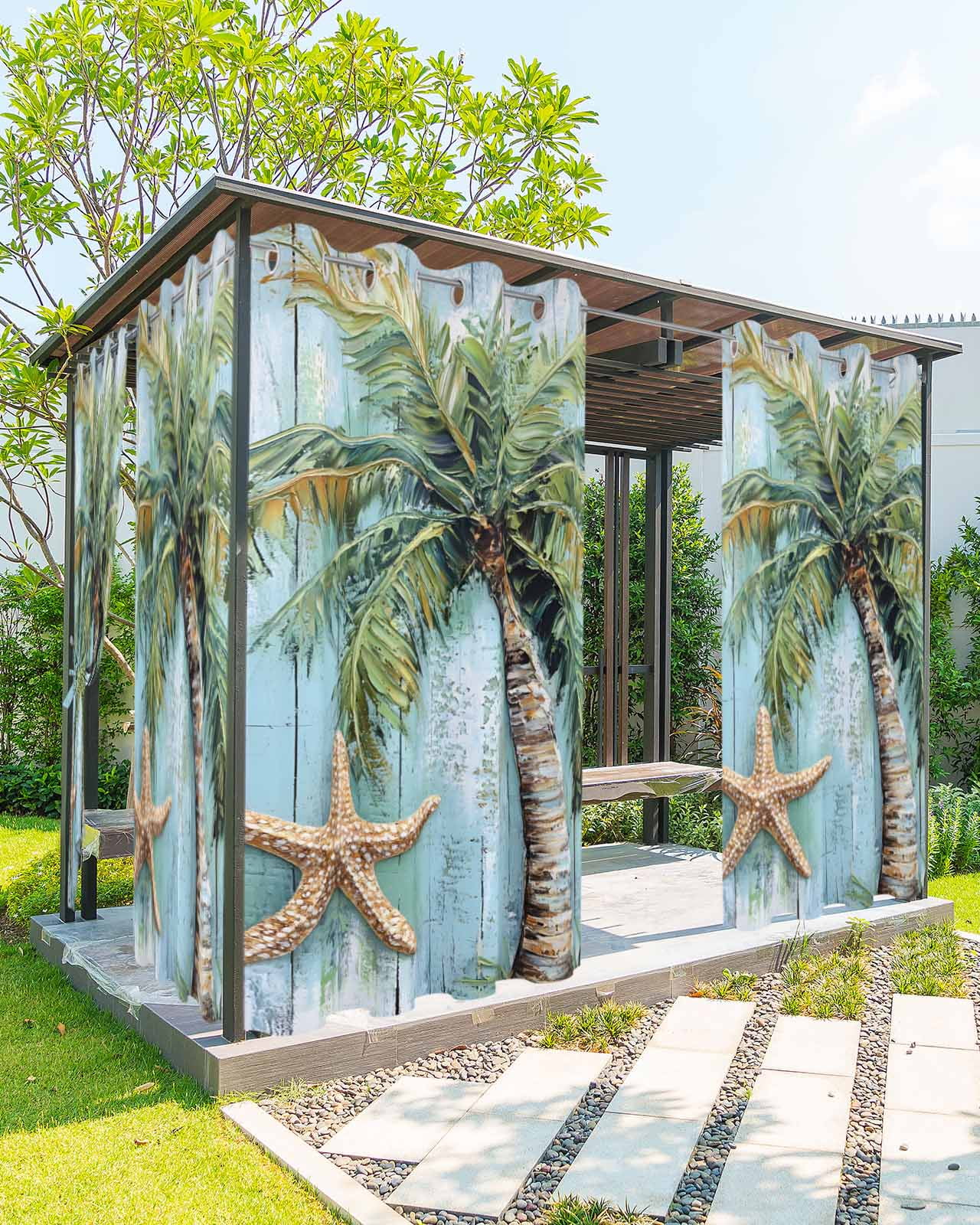 nqOlkjepod Outdoor Curtains for Patio Waterproof, Coastal Blue Green ...