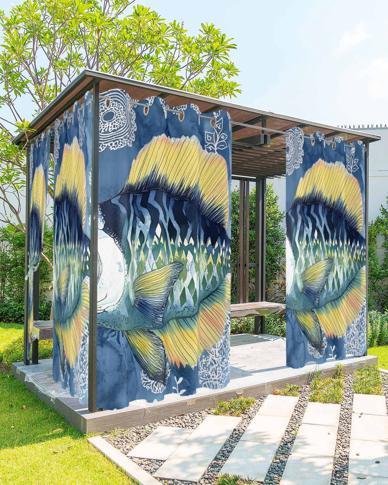 nqOlkjepod Outdoor Curtains for Patio Waterproof, Coastal Blue Yellow ...