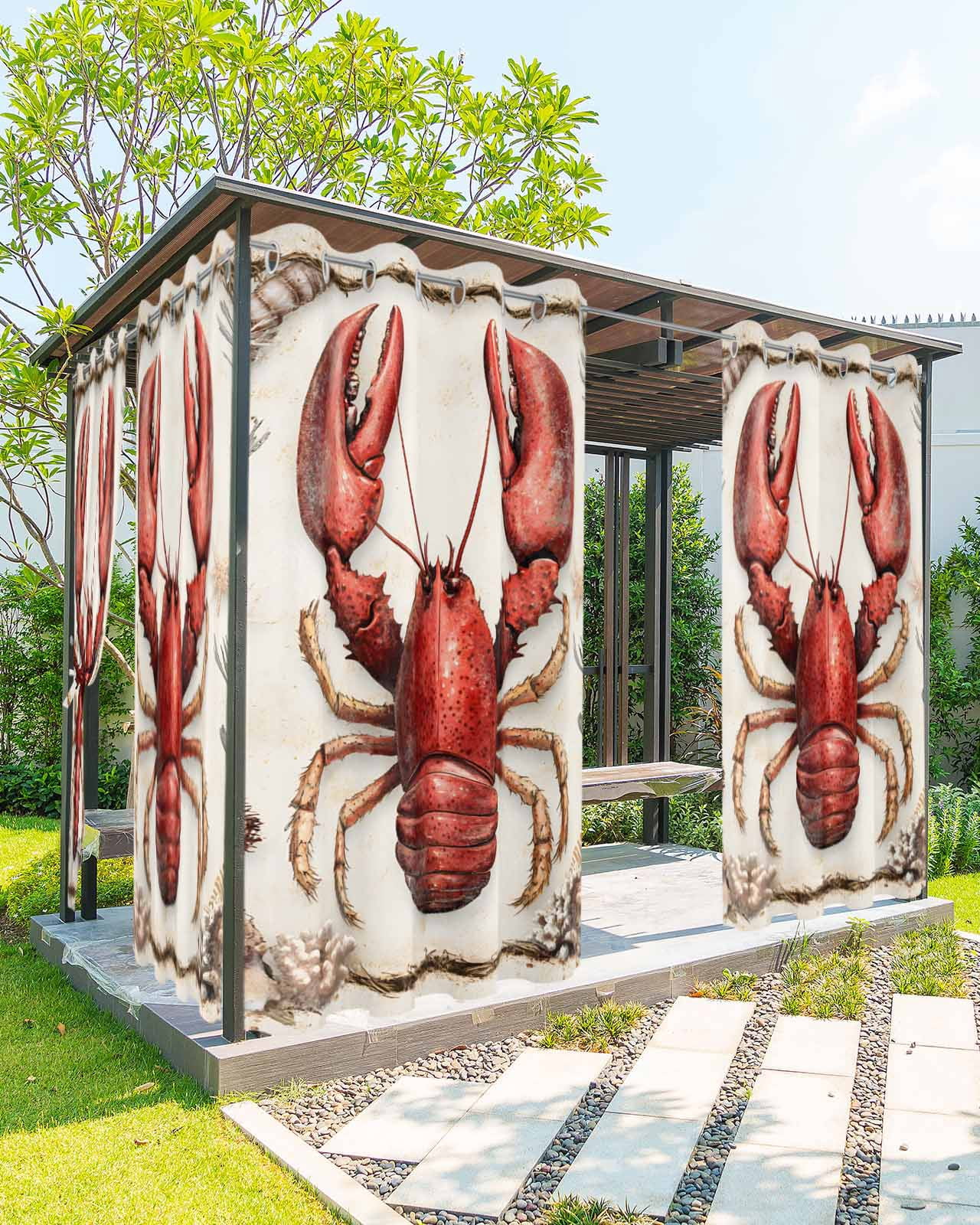 nqOlkjepod Outdoor Curtains for Patio Waterproof, Coastal Lobster ...