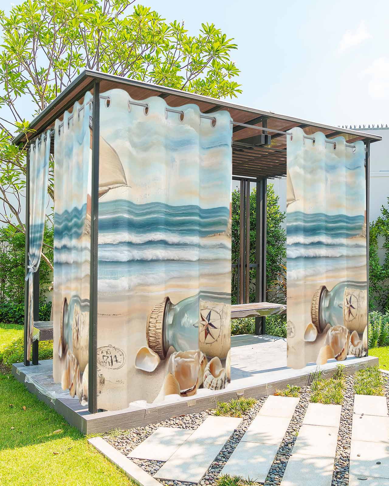 nqOlkjepod Outdoor Curtains for Patio Waterproof, Coastal Nautical ...