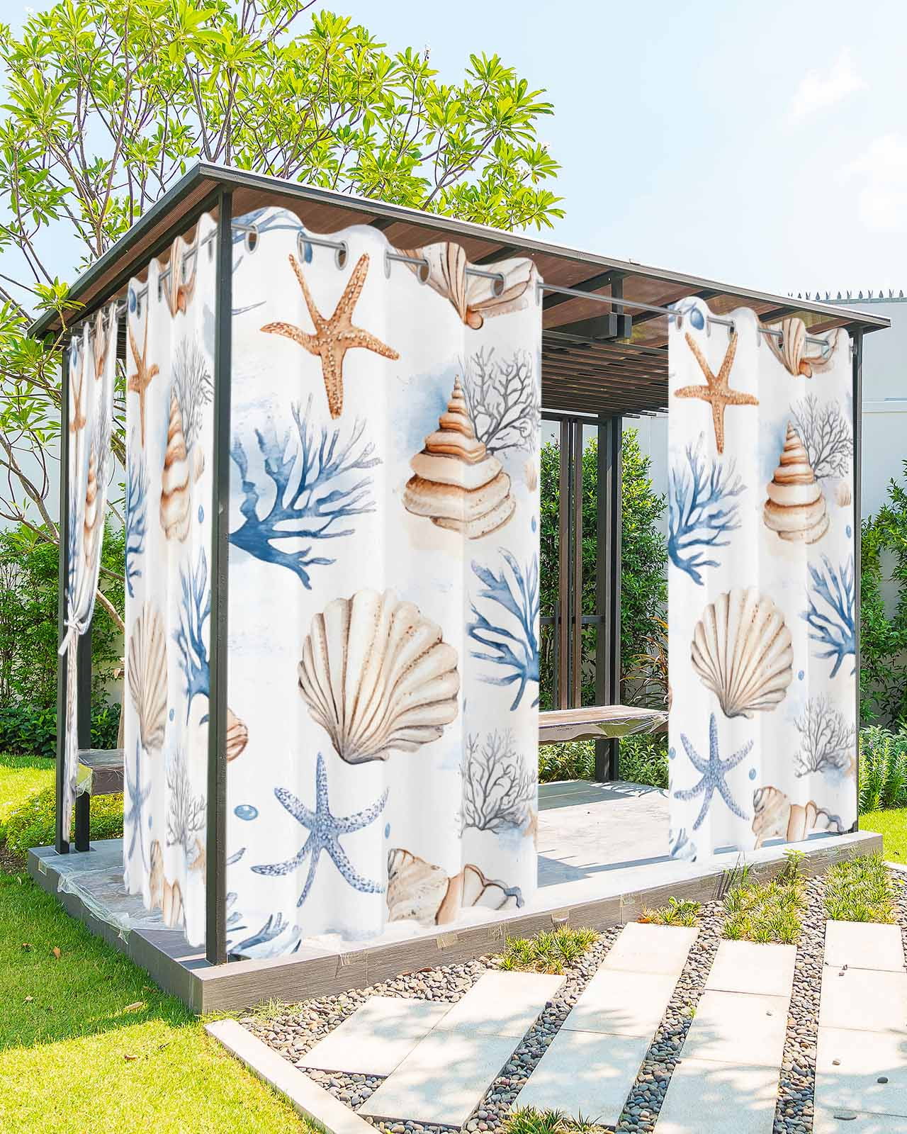 nqOlkjepod Outdoor Curtains for Patio Waterproof, Coastal Ocean Outdoor ...