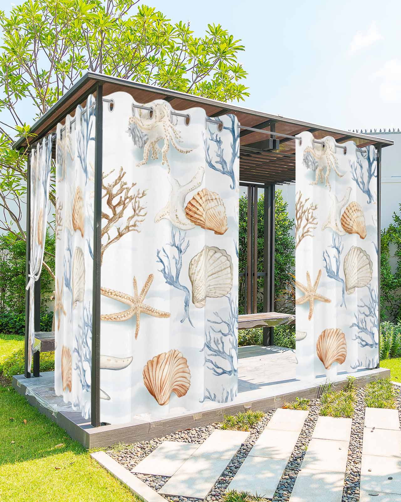 nqOlkjepod Outdoor Curtains for Patio Waterproof, Coastal Ocean Outdoor ...