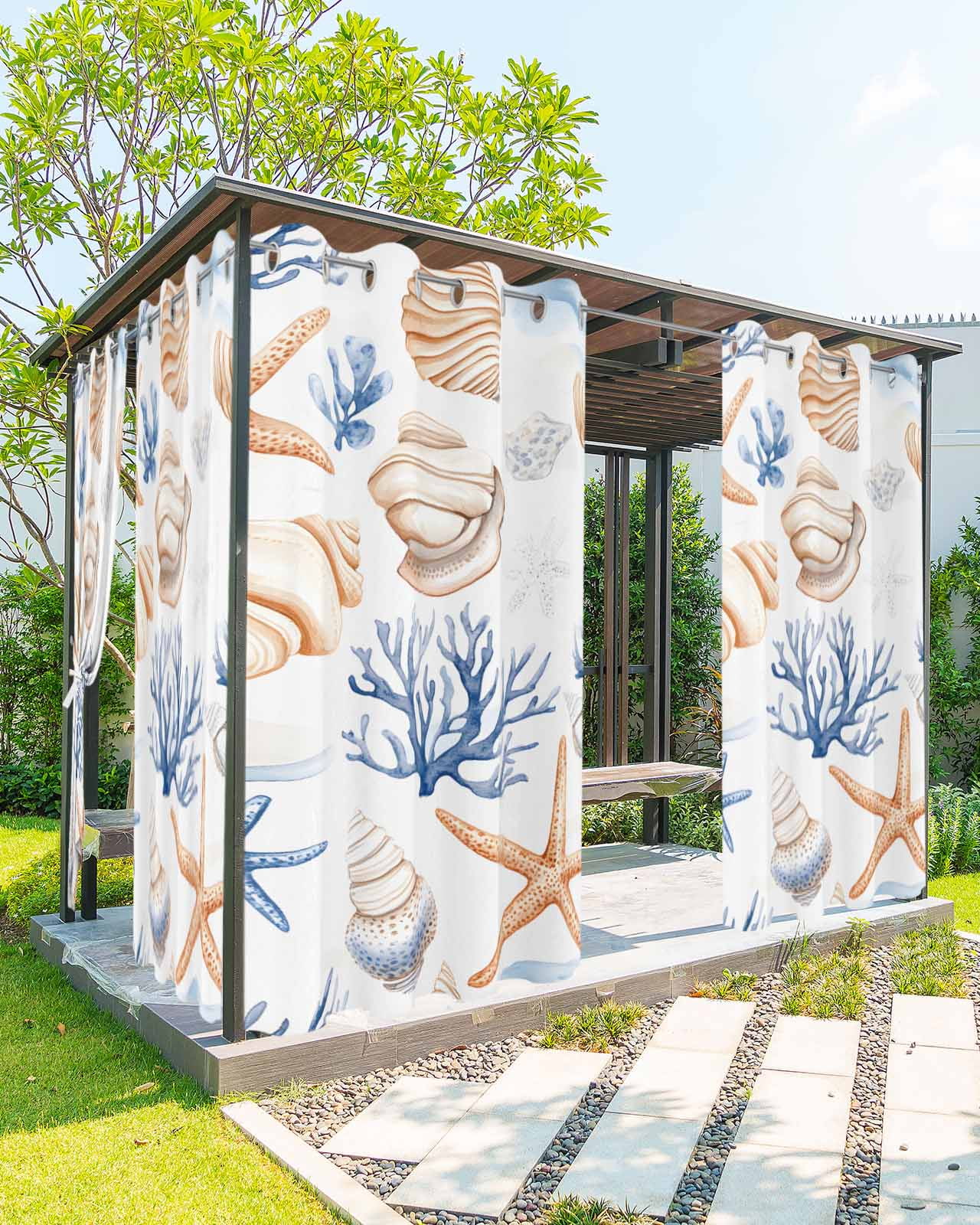 nqOlkjepod Outdoor Curtains for Patio Waterproof, Coastal Ocean Outdoor ...