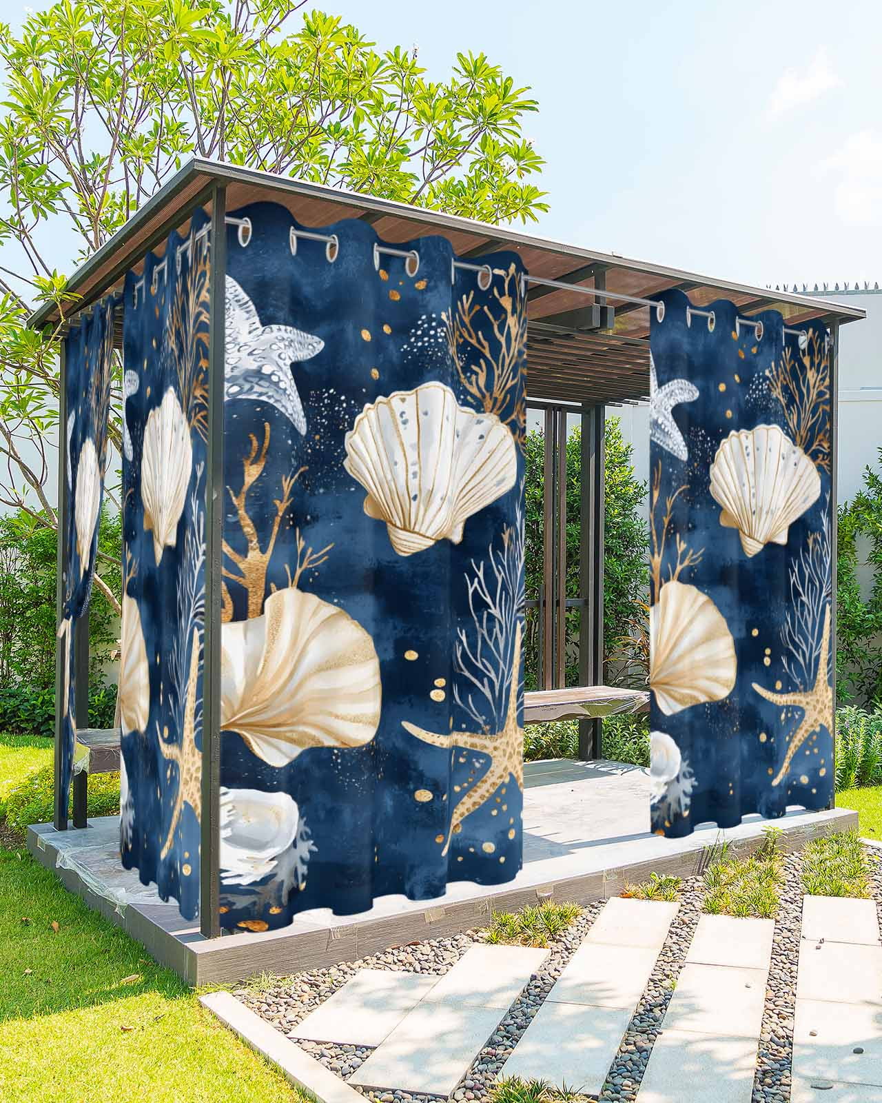 nqOlkjepod Outdoor Curtains for Patio Waterproof, Coastal Outdoor ...